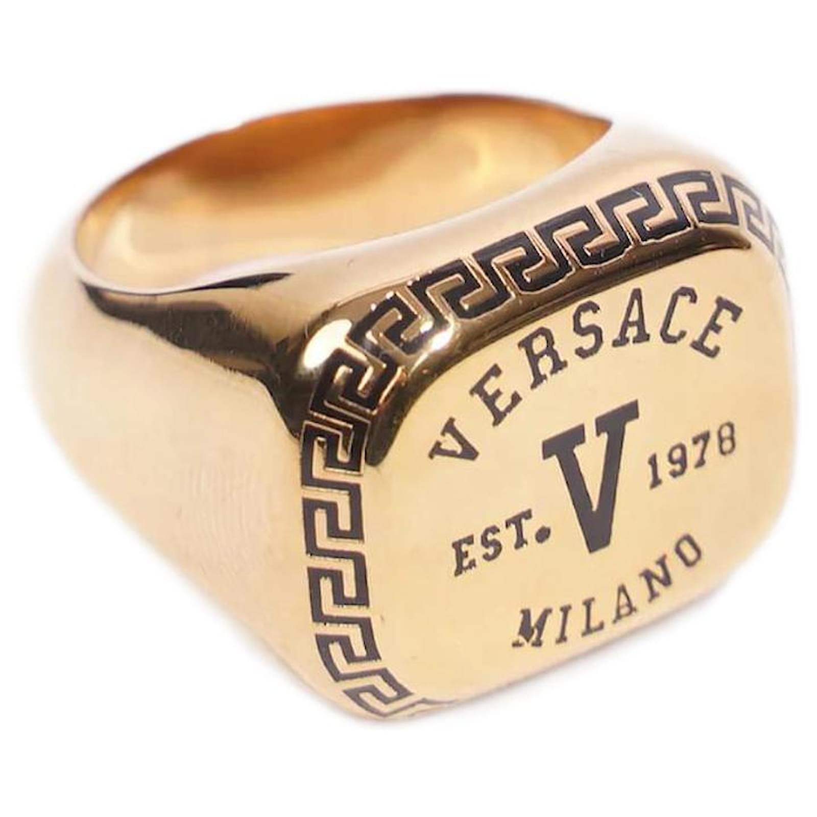 Versace Varsity Logo Bague Finition Dorée Base Métal 60 ref.1005974 ...
