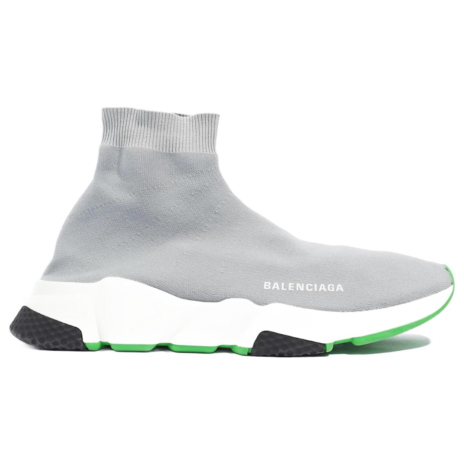 Balenciaga Mens Speed Grey / white / Green EU 43 / UK 9 Leather ref ...