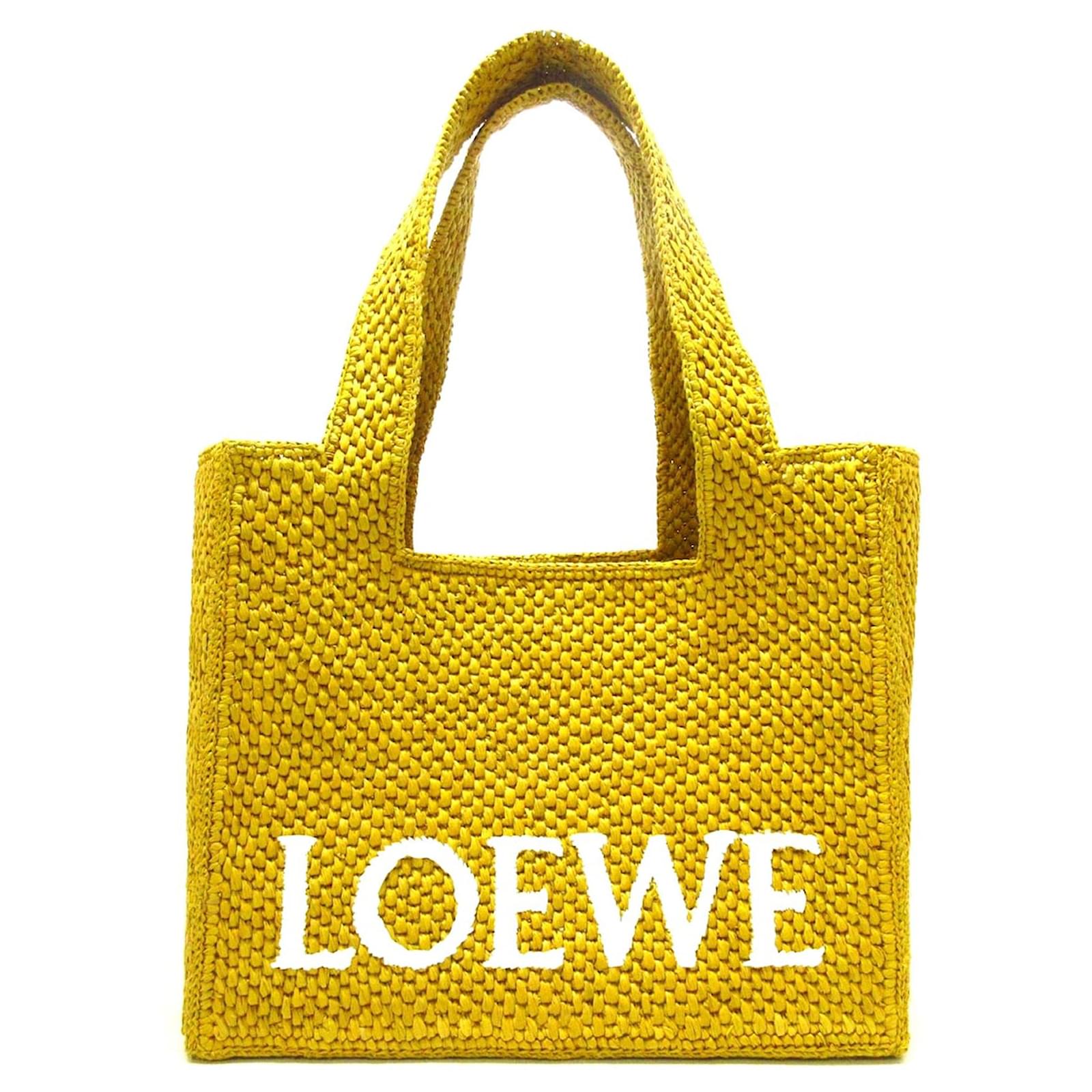 Loewe Gelbe Raffia-Logo-Tasche Leder Kalbähnliches Kalb ref.1007000 ...