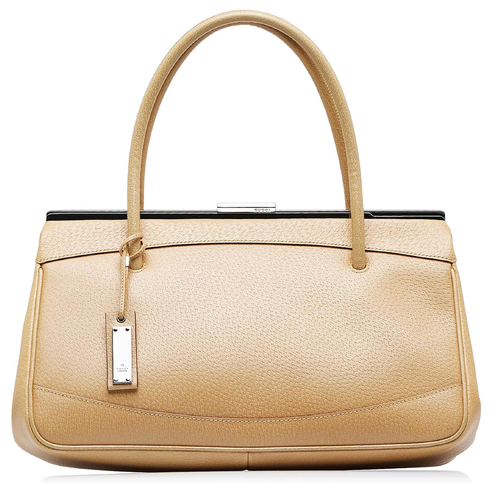 Gucci Brown Leather Frame Handbag Beige Pony-style calfskin ref.1008359 ...