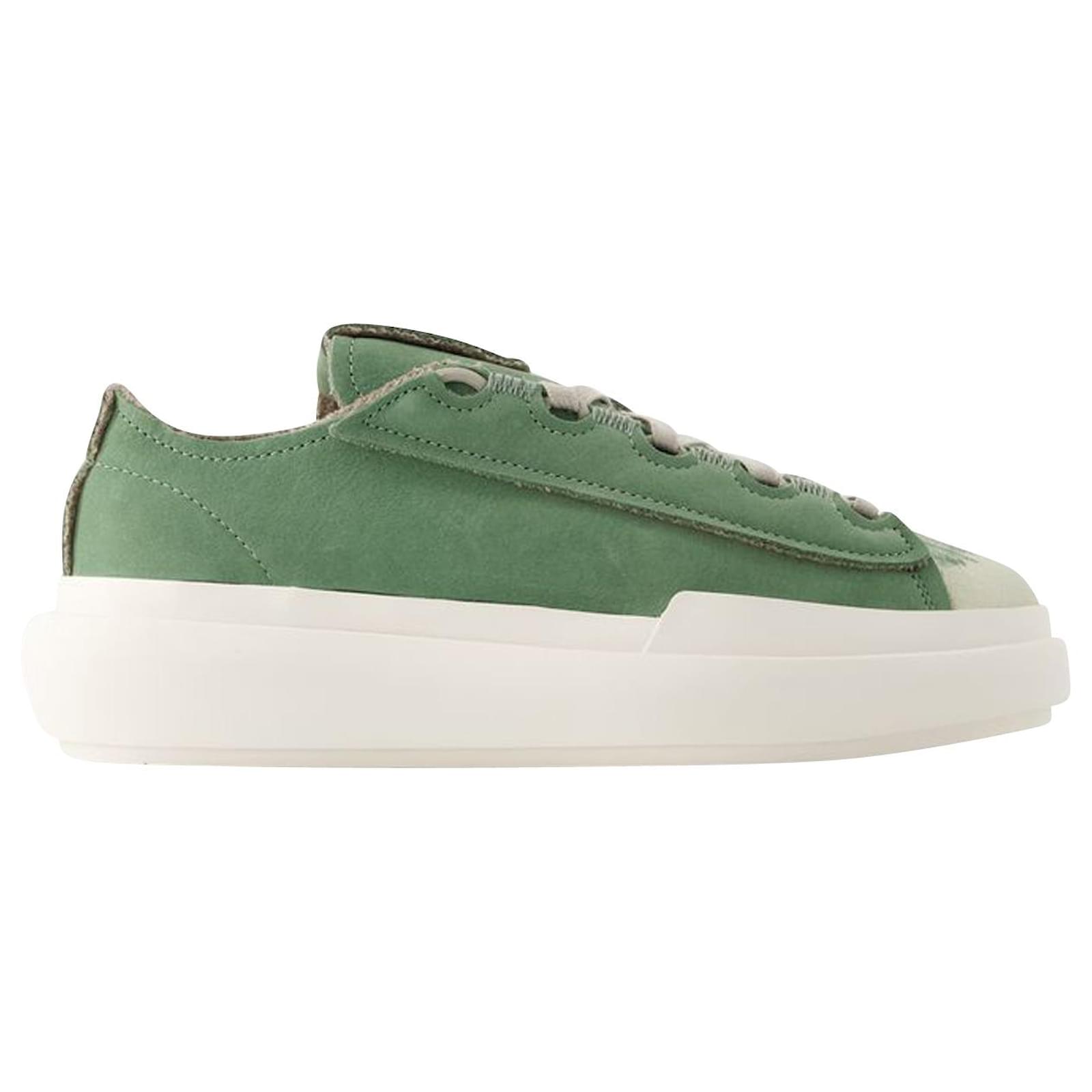 Y3 Nizza Low Sneakers - Y-3 - Leather - Green/white ref.1008795 - Joli ...