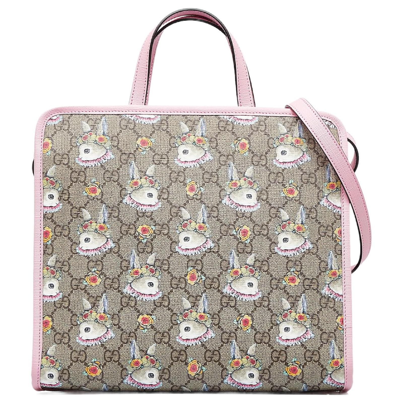 Gucci Brown Mini x Higuchi Yuko GG Supreme Rabbit Satchel Beige Cloth ...