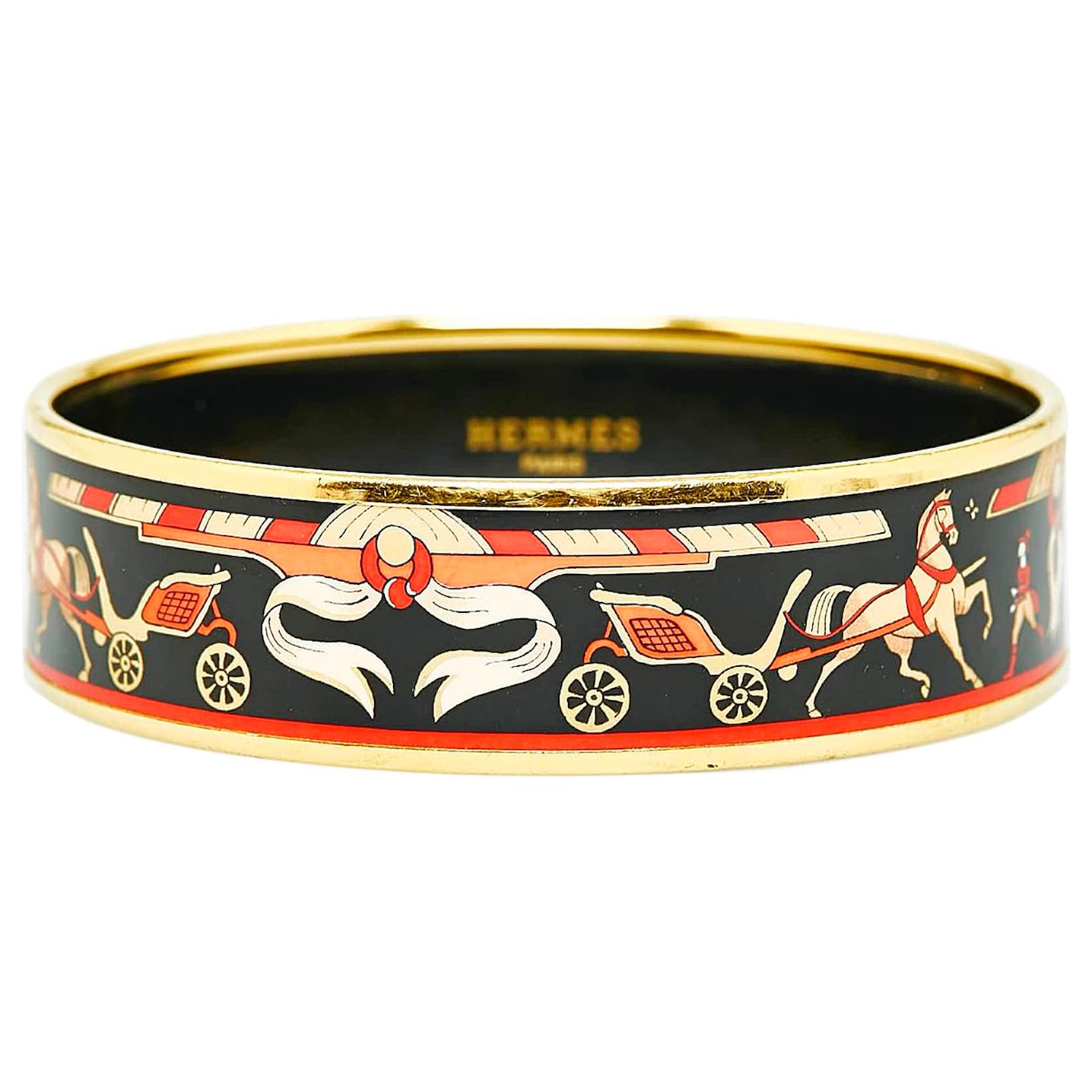 Hermès Hermes Gold Wide Enamel Bangle Multiple colors Golden Metal ref ...