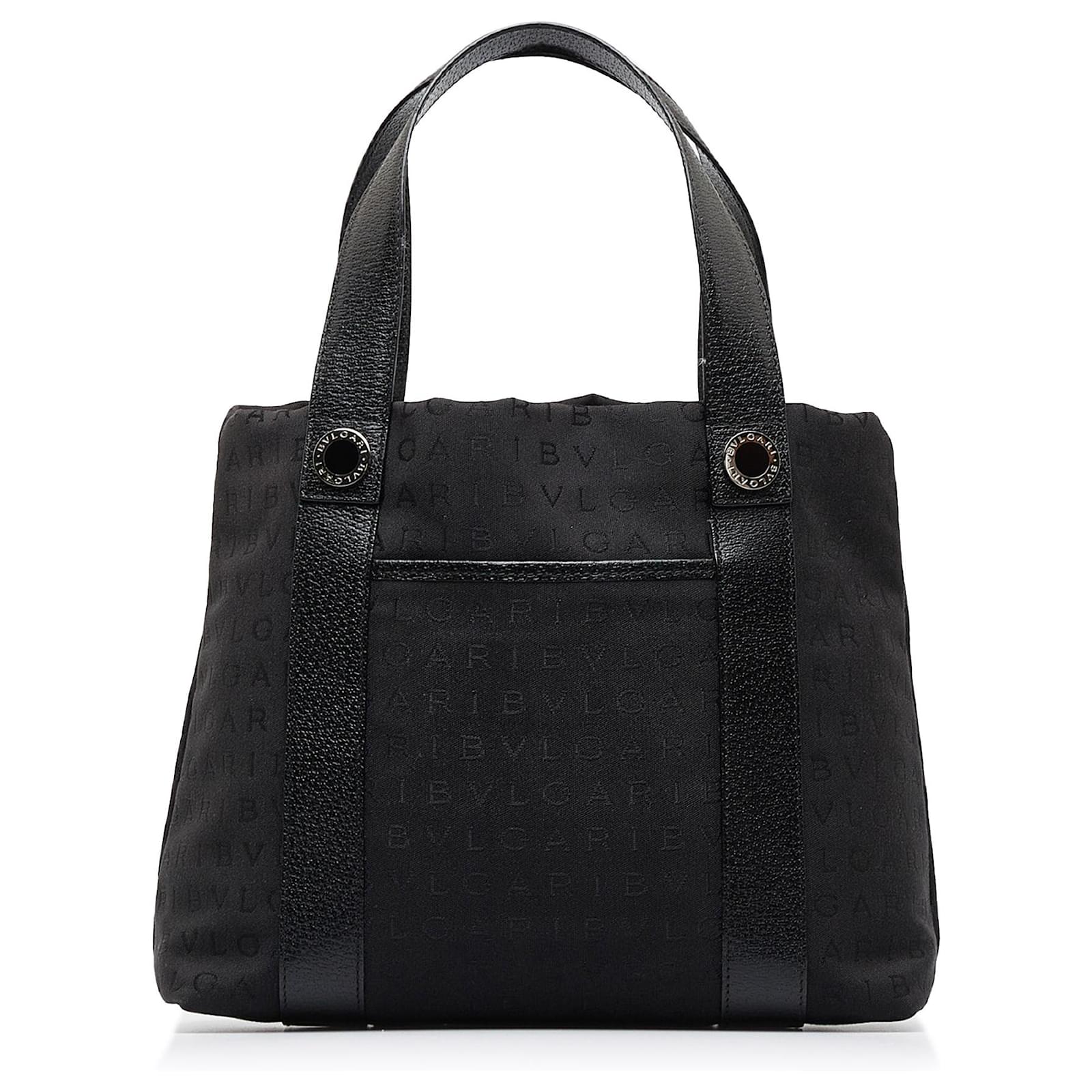 Bulgari Bvlgari Black Logomania Tote Leather Cloth Pony-style calfskin ...
