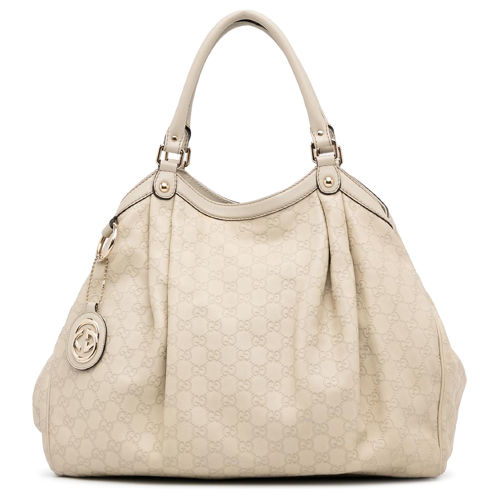 Gucci Blanc Guccissima Sukey Cuir Veau façon poulain ref.977263 - Joli ...