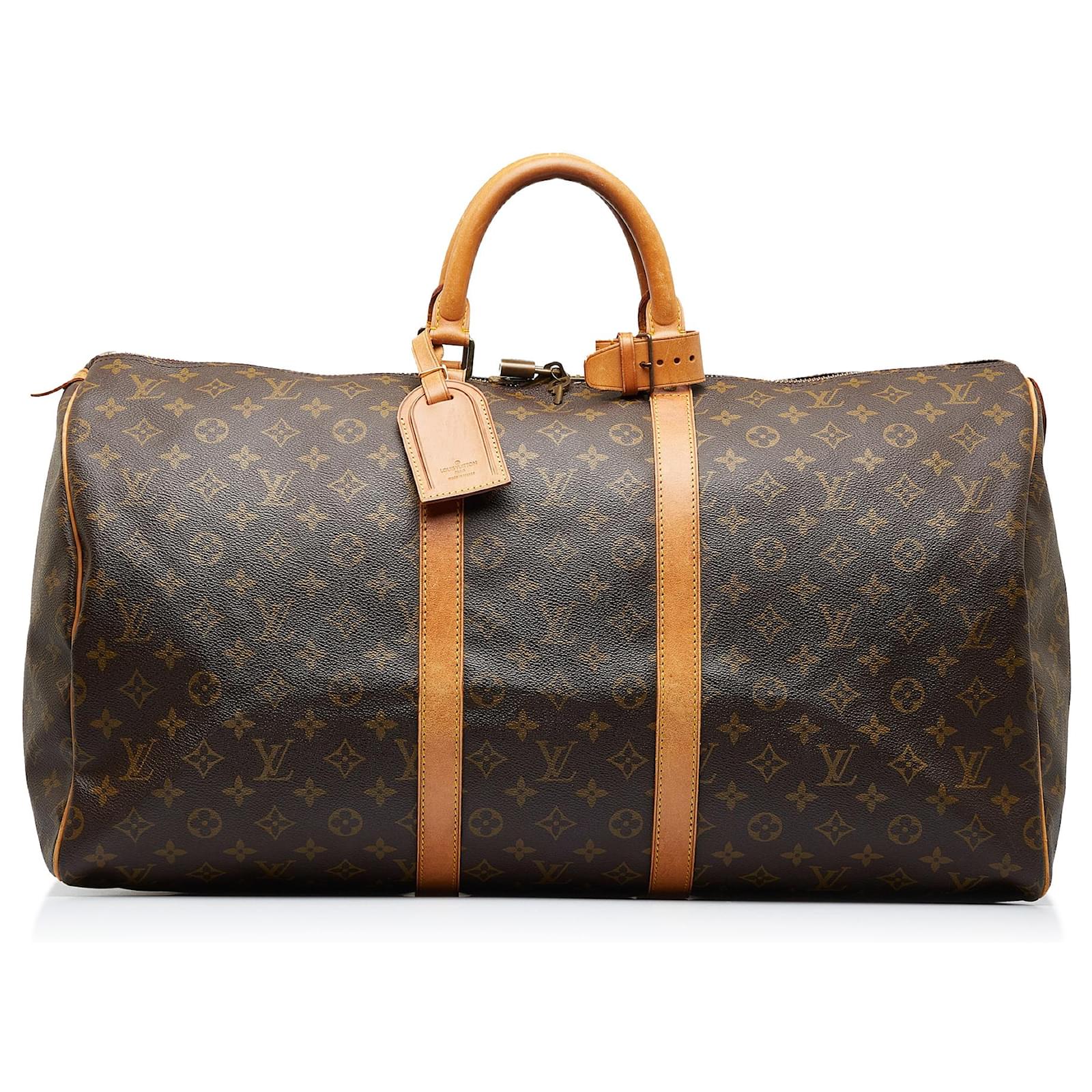 Louis Vuitton Brown Monogram Keepall 55 Leather Cloth ref.980009 - Joli Closet