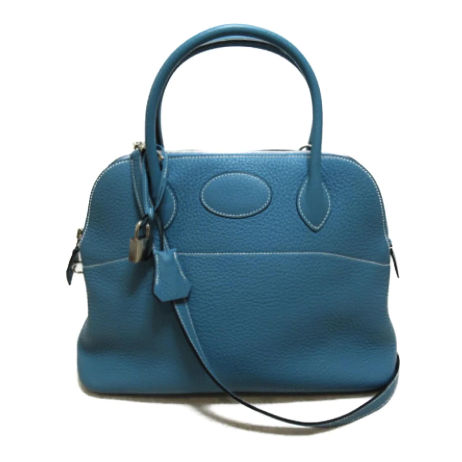 Hermès Clemence Bolide 31 Blue Leather Pony-style calfskin ref.980066 ...