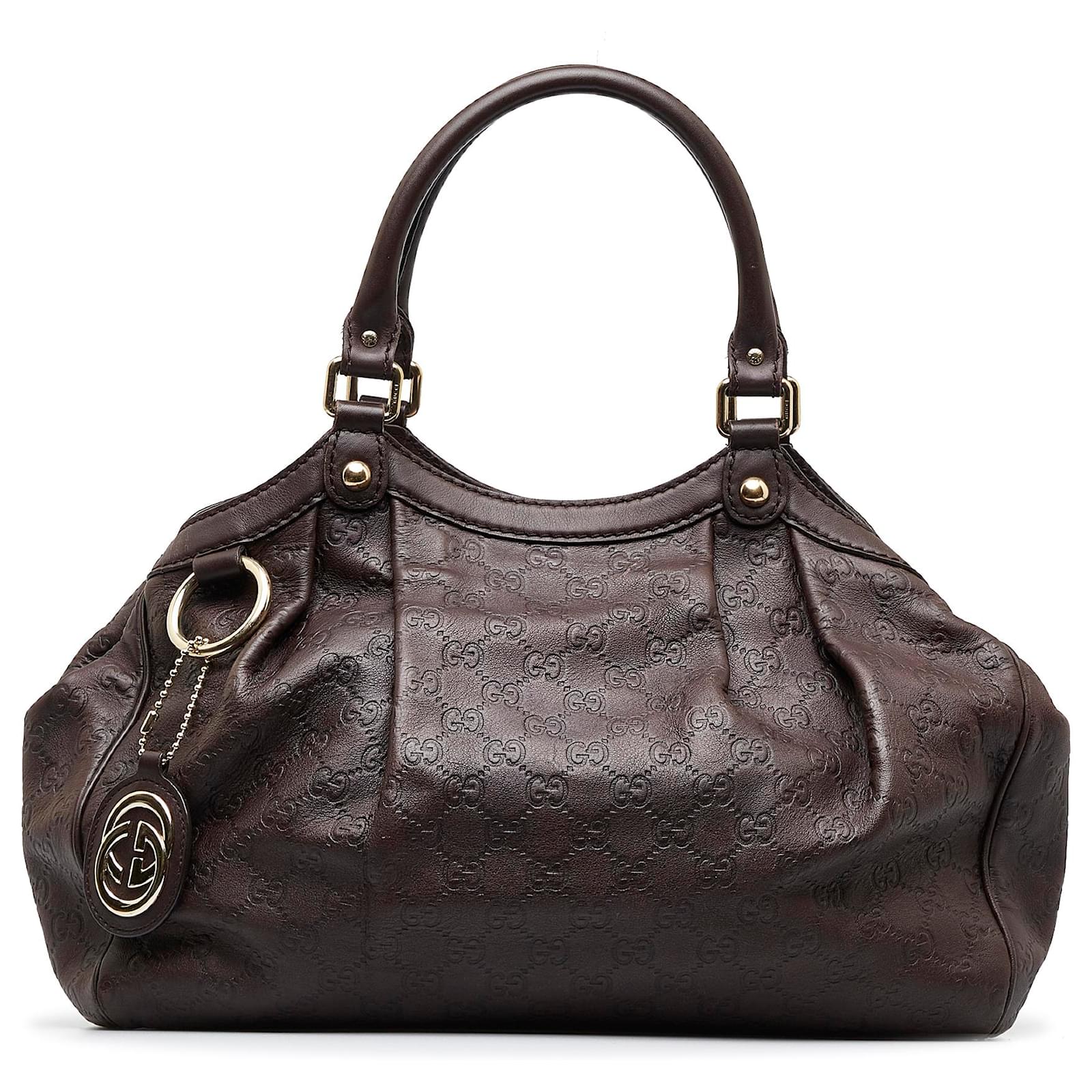 Gucci Brown Guccissima Sukey Dark brown Leather Pony-style calfskin ref ...
