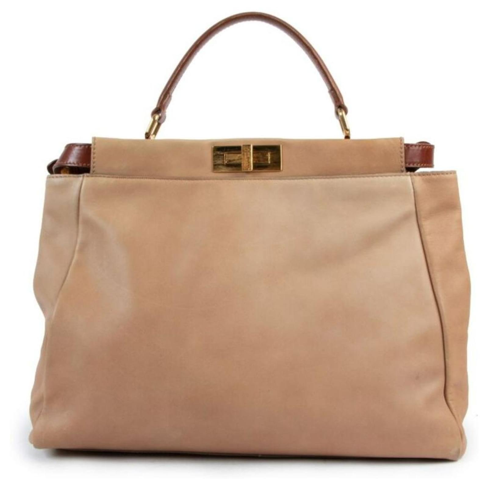 FENDI LARGE LEATHER PEEKABOO Beige ref.980809 - Joli Closet
