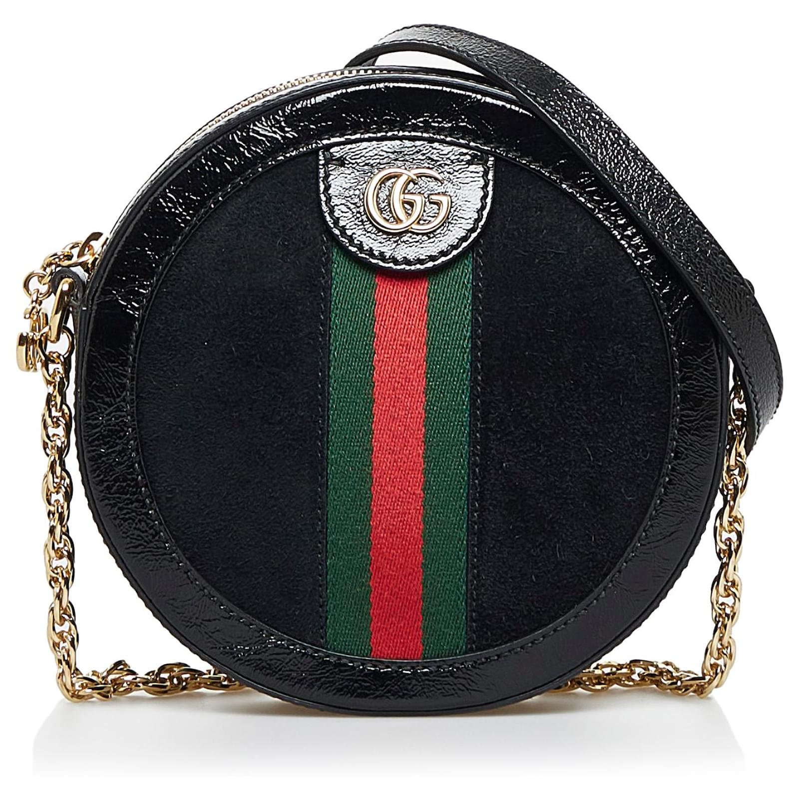 Gucci Black Mini Suede Ophidia Round Crossbody Bag Leather ref.982379 ...