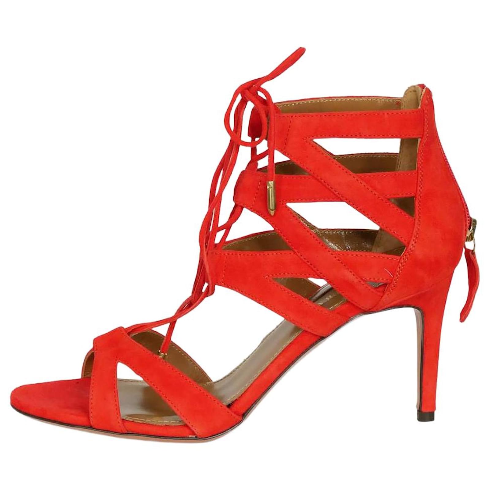 Aquazzura Red Beverly Hills 75 Heeled Sandals - size EU 37 ref.985850 ...