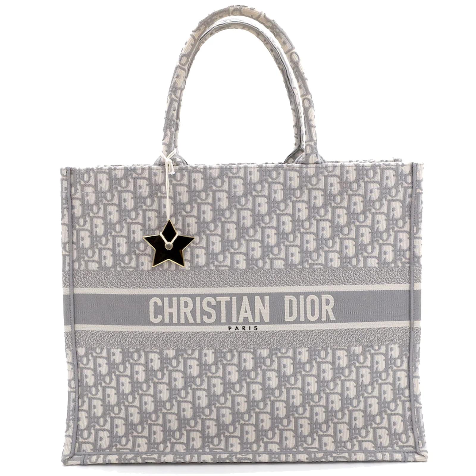 Grand cabas en toile Dior Oblique Gris ref.988540 - Joli Closet