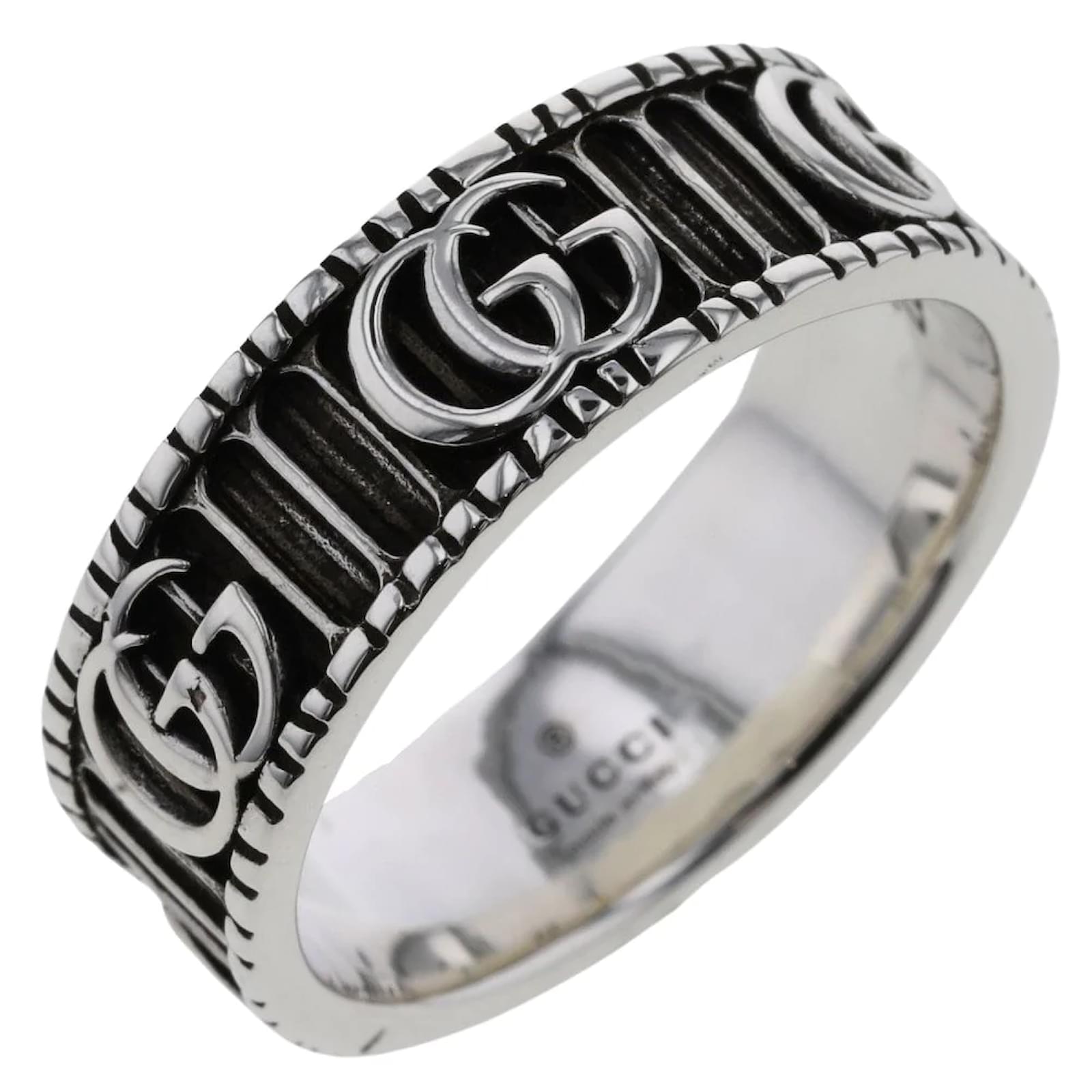 Gucci GG Band Ring Black Silver Metal ref.989756 - Joli Closet