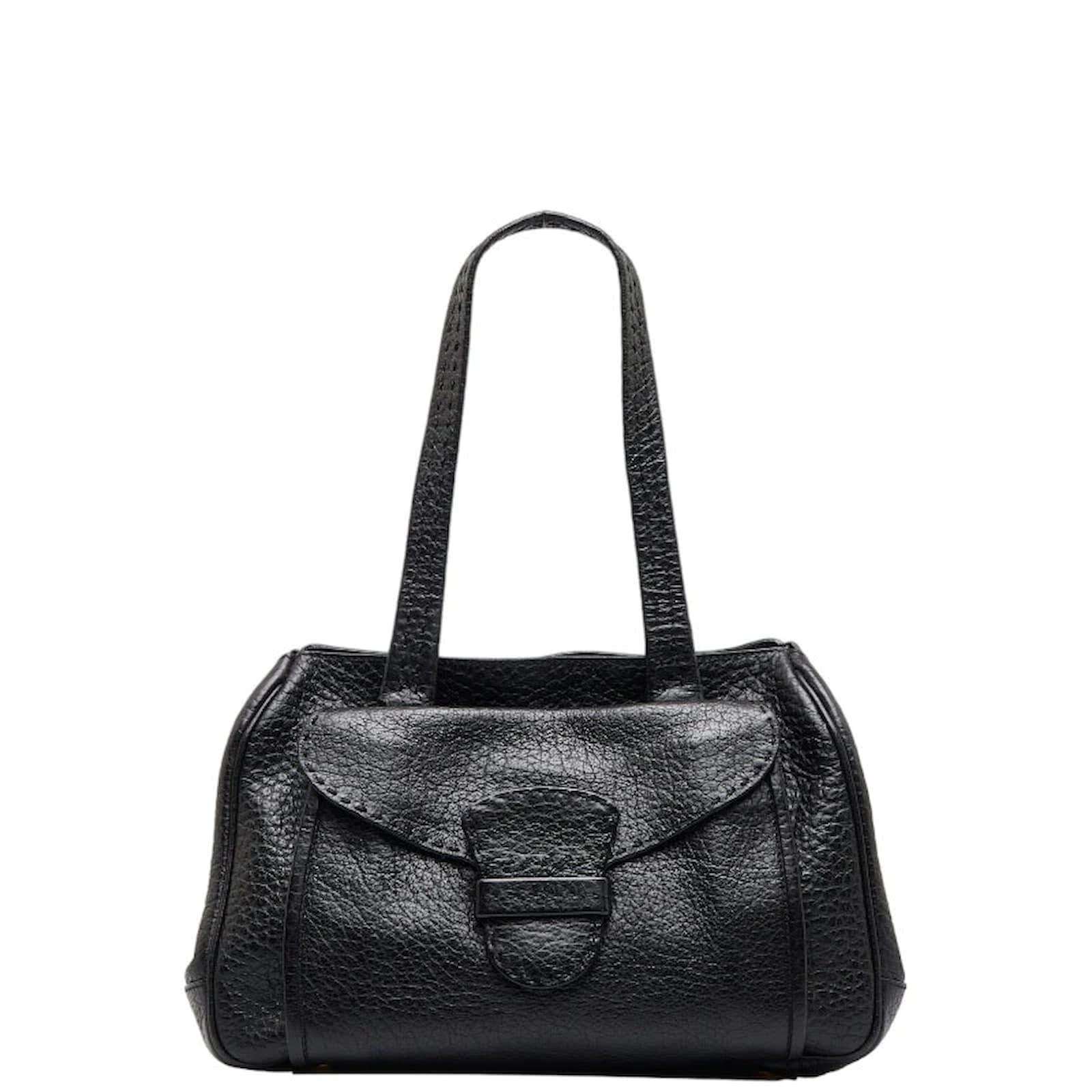 Prada Leather Front Pocket Handbag BR4825 Black Pony-style calfskin ref ...