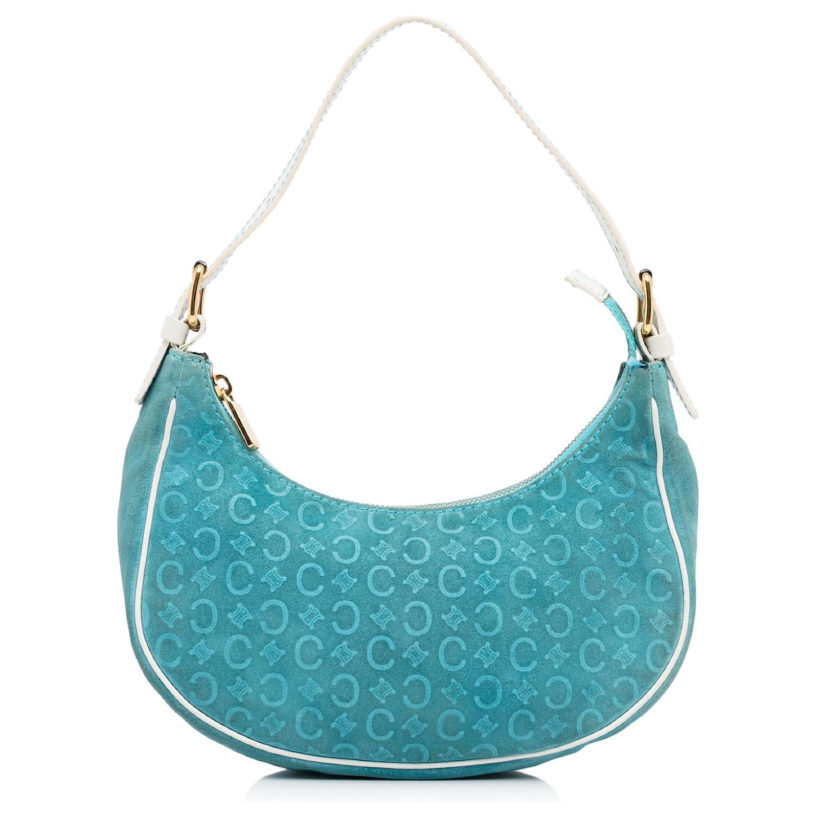 Céline Celine Blue C Macadam Hobo Bag Turquoise Suede Leather ref ...