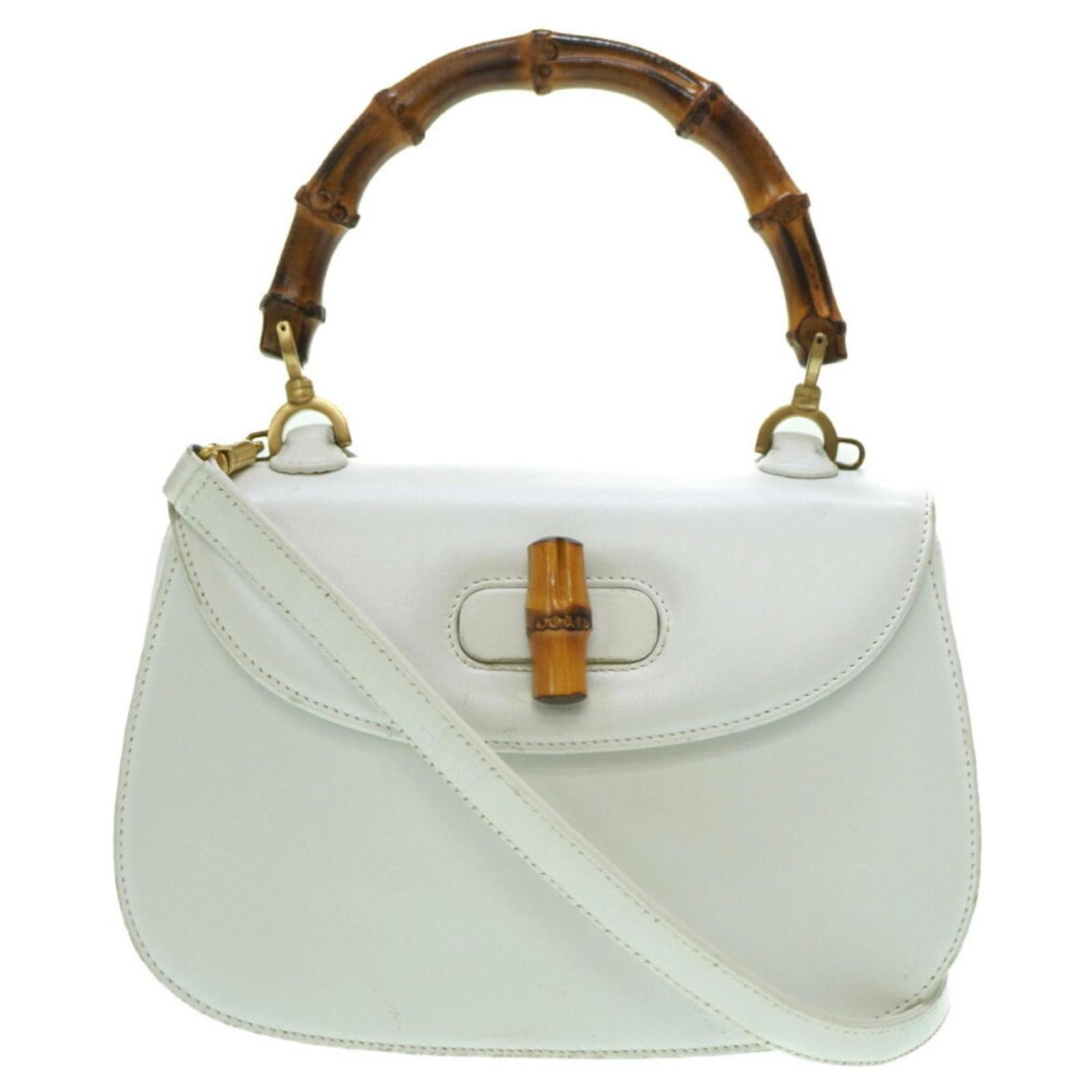 Gucci Bamboo Cuir Blanc ref.998664 - Joli Closet