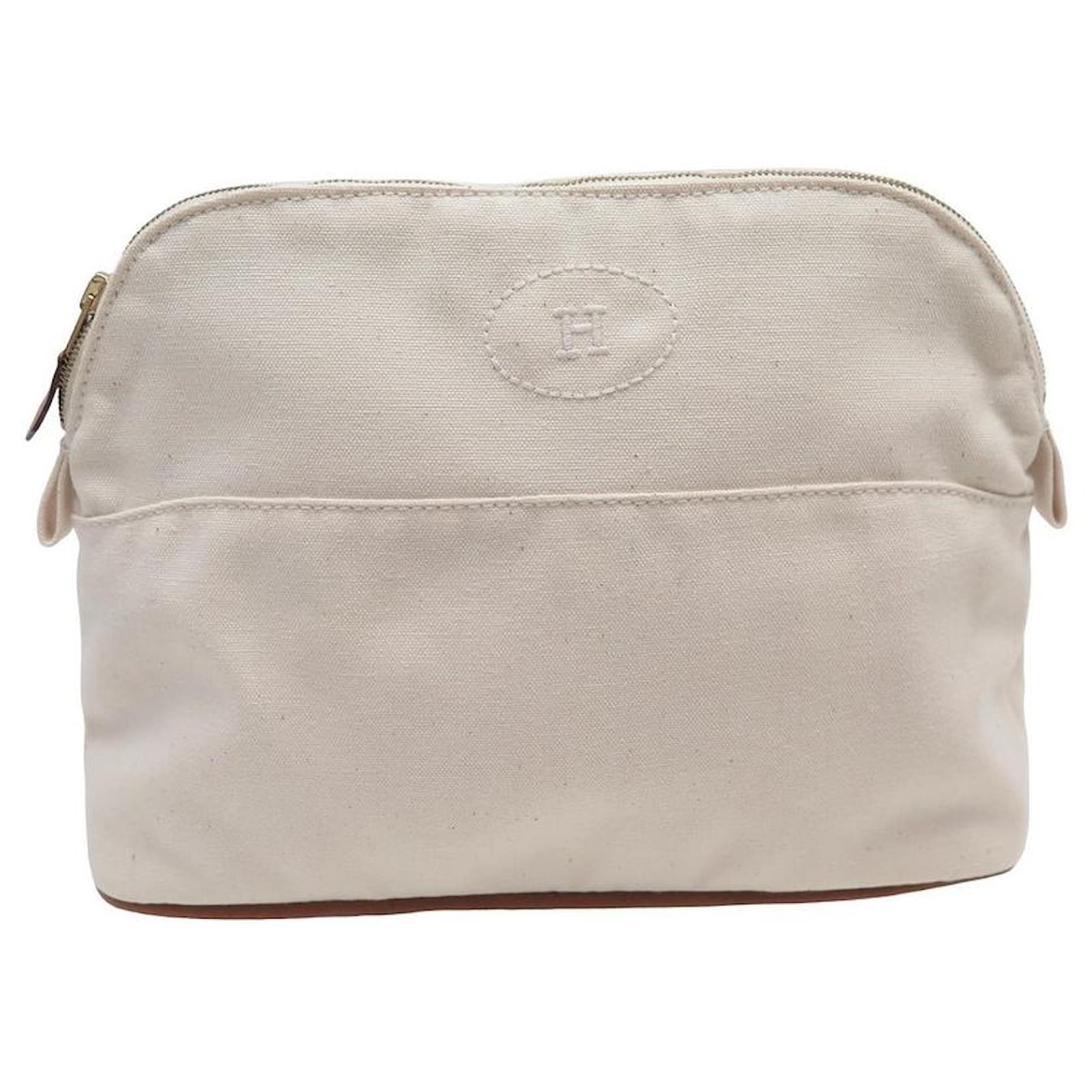 Hermès NEW HERMES BOLIDE MM TRAVEL KIT BEIGE COTTON CANVAS POUCH BOX ...