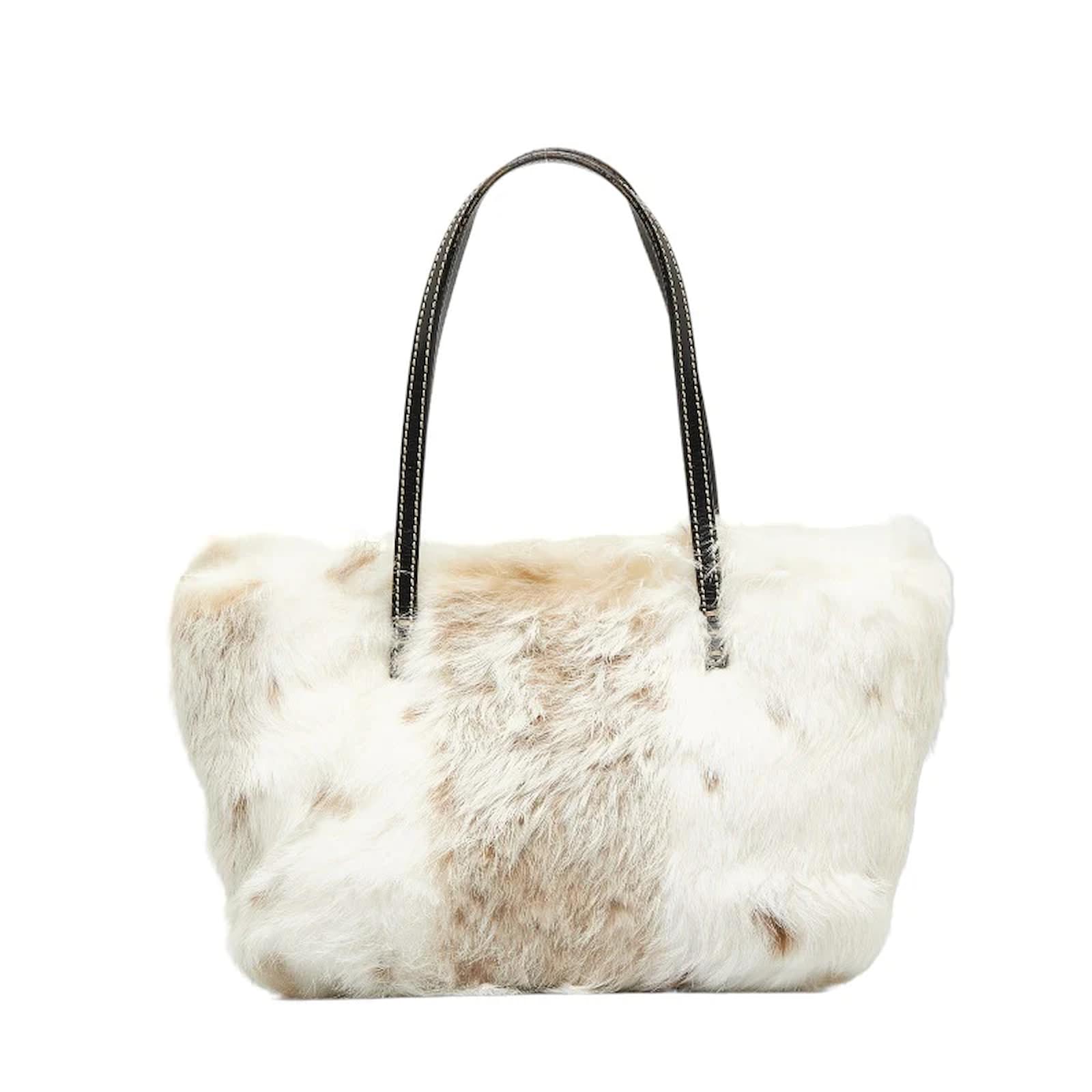 Fendi Fur Roll Mini Tote Bag 8BH056 Brown Leather Pony-style calfskin ...