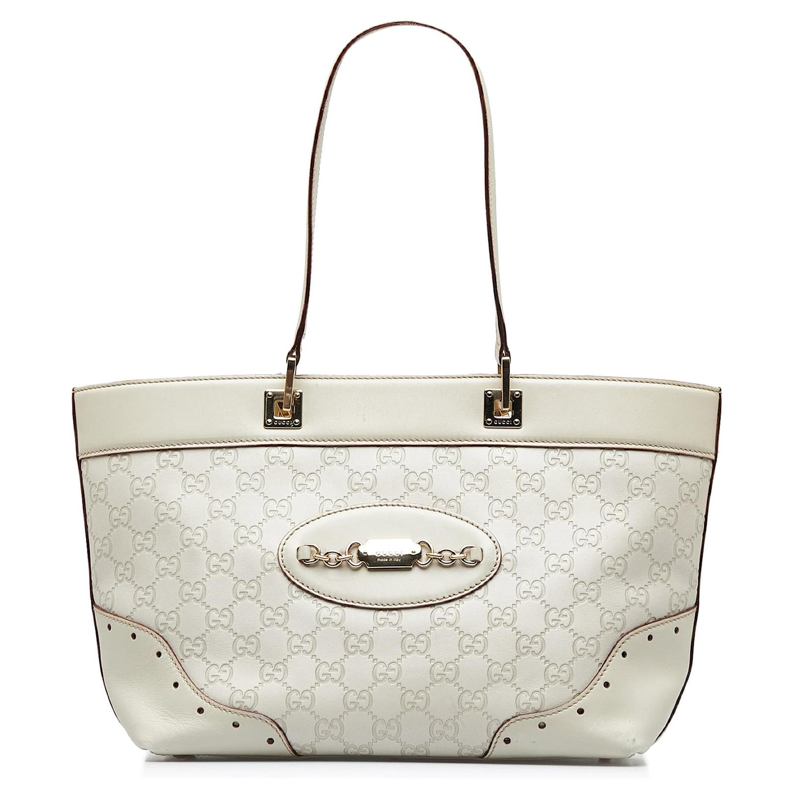 Gucci Blanc Guccissima Punch Tote Cuir Veau façon poulain ref.1014152 ...