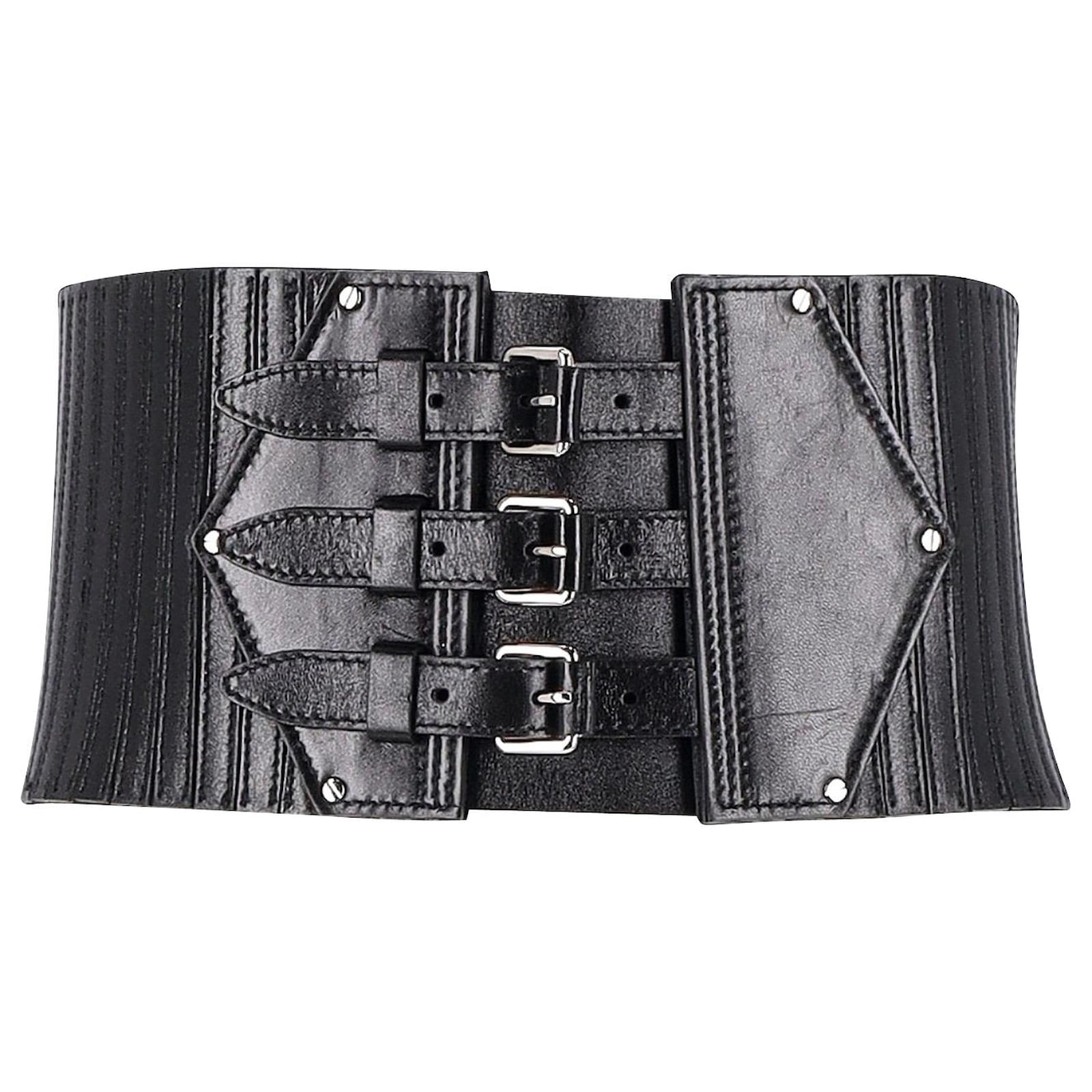 Balenciaga Three-buckle Girdle-style Wide Belt in Black Leather ref ...