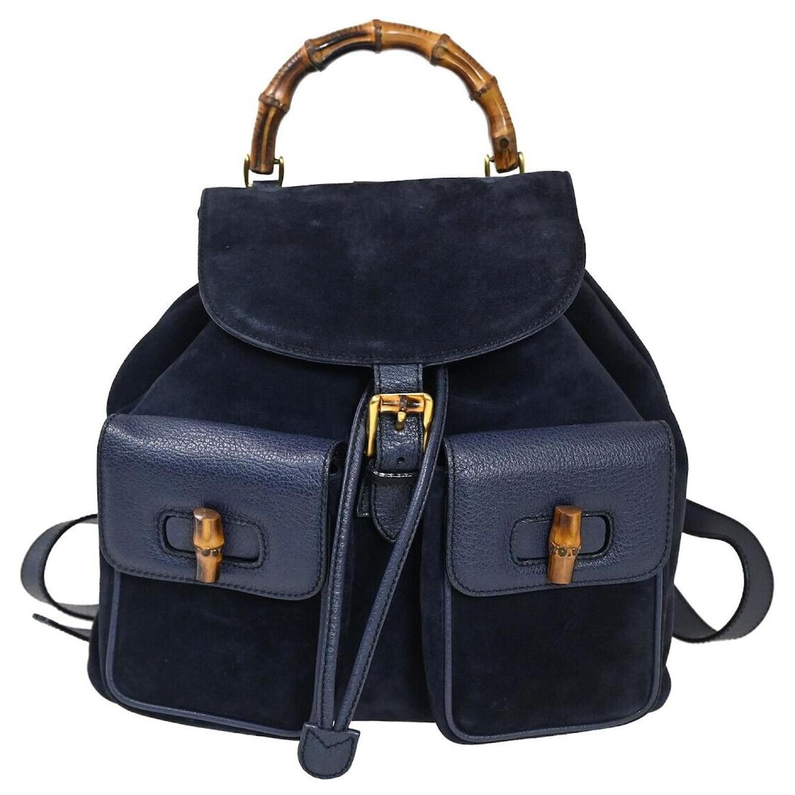 Gucci Bamboo Navy blue Suede ref.1016045 - Joli Closet