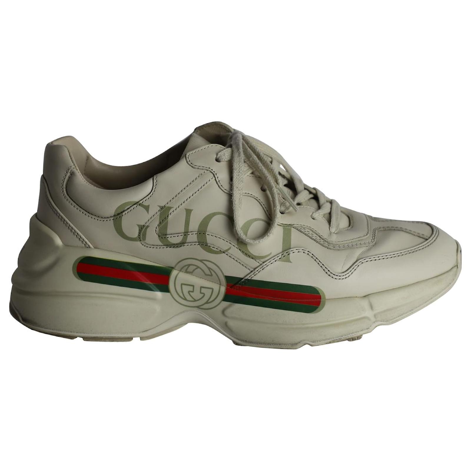 Gucci Rhyton Interlocking G Sneakers in Beige Leather ref.1016446 ...