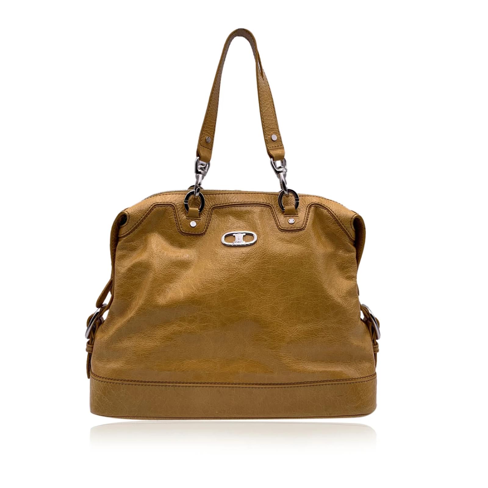 Céline Yellow Mustard Crinkled Leather Tote Shoulder Bag ref.1016612 ...