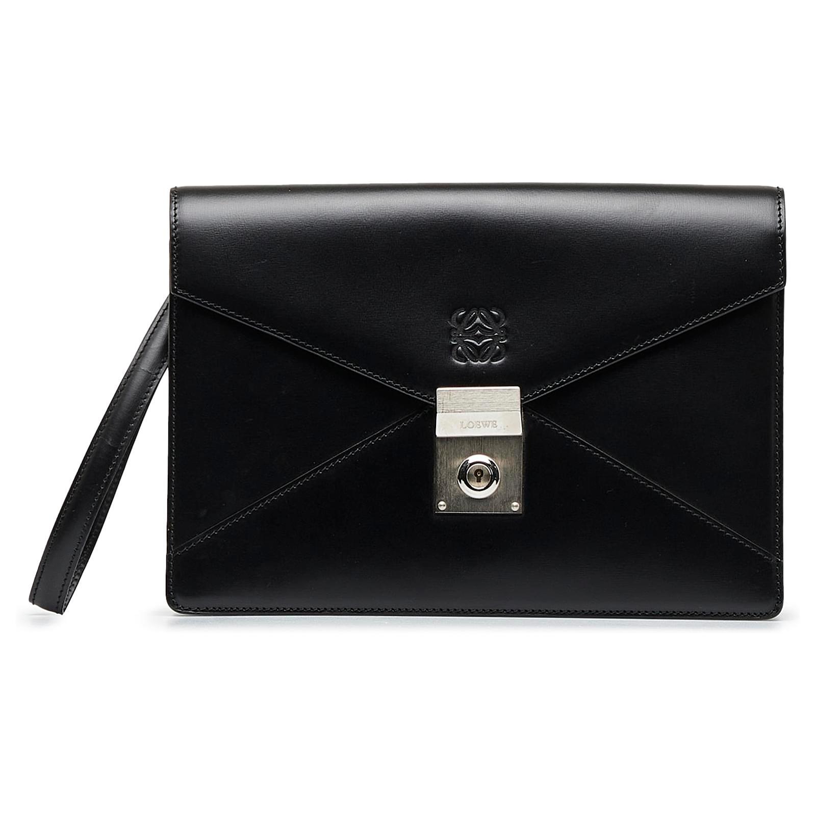 Loewe Black Anagram Leather Clutch Pony-style calfskin ref.1016652 ...