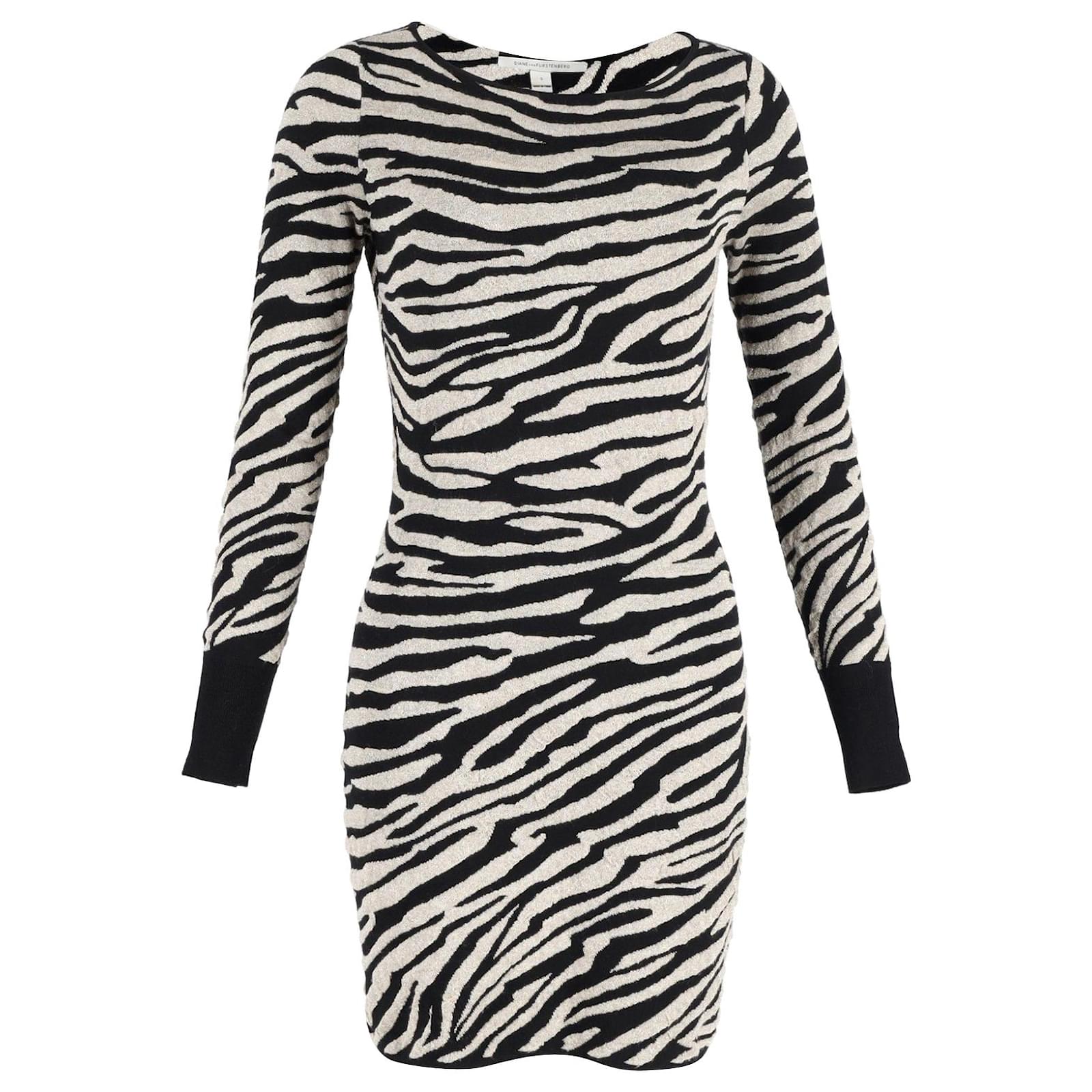 Diane von Furstenberg Evana Gold Dress in Animal-Print Wool Python ...