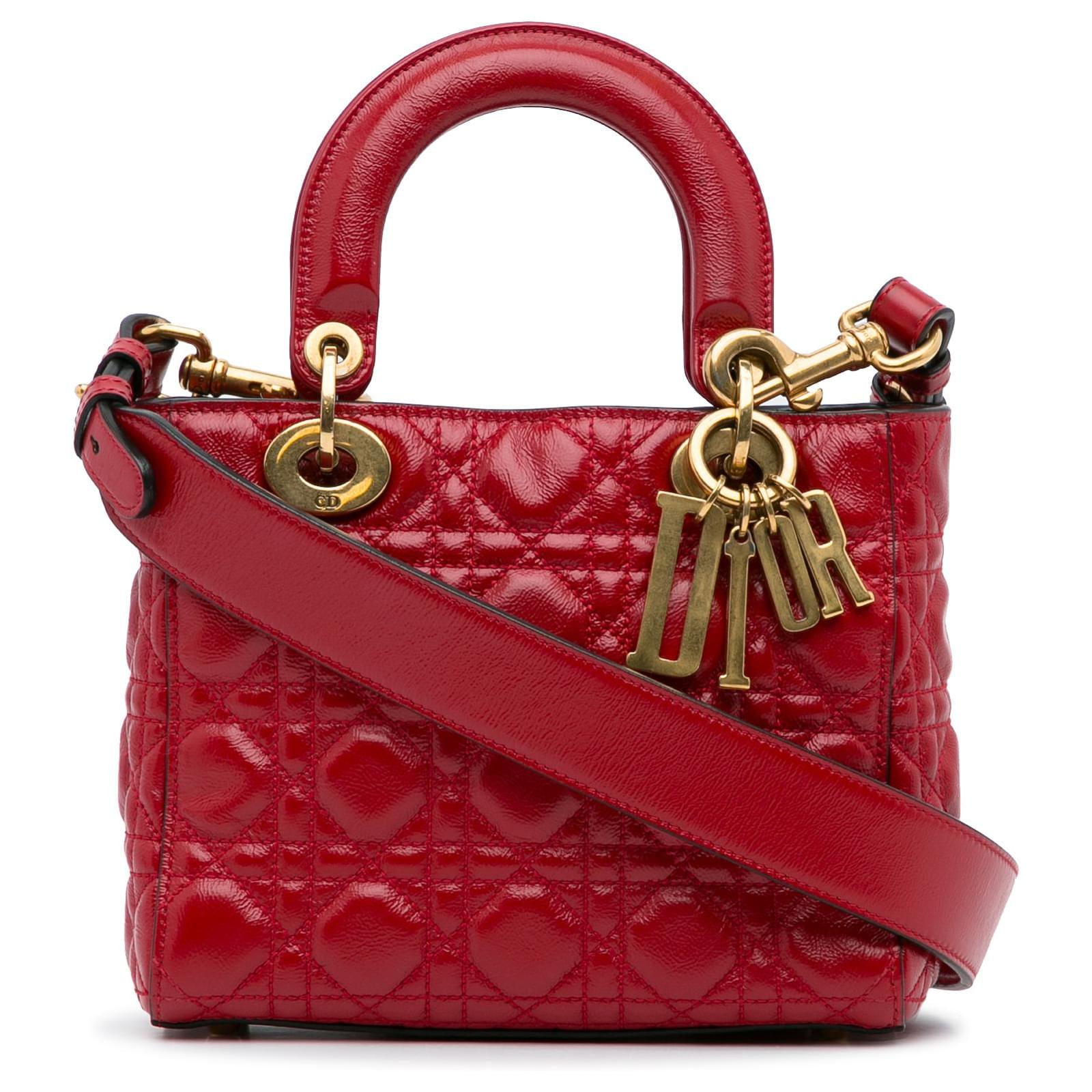Dior Red Small Cannage My Lady Dior Lucky Badges Leather ref.1018837 ...