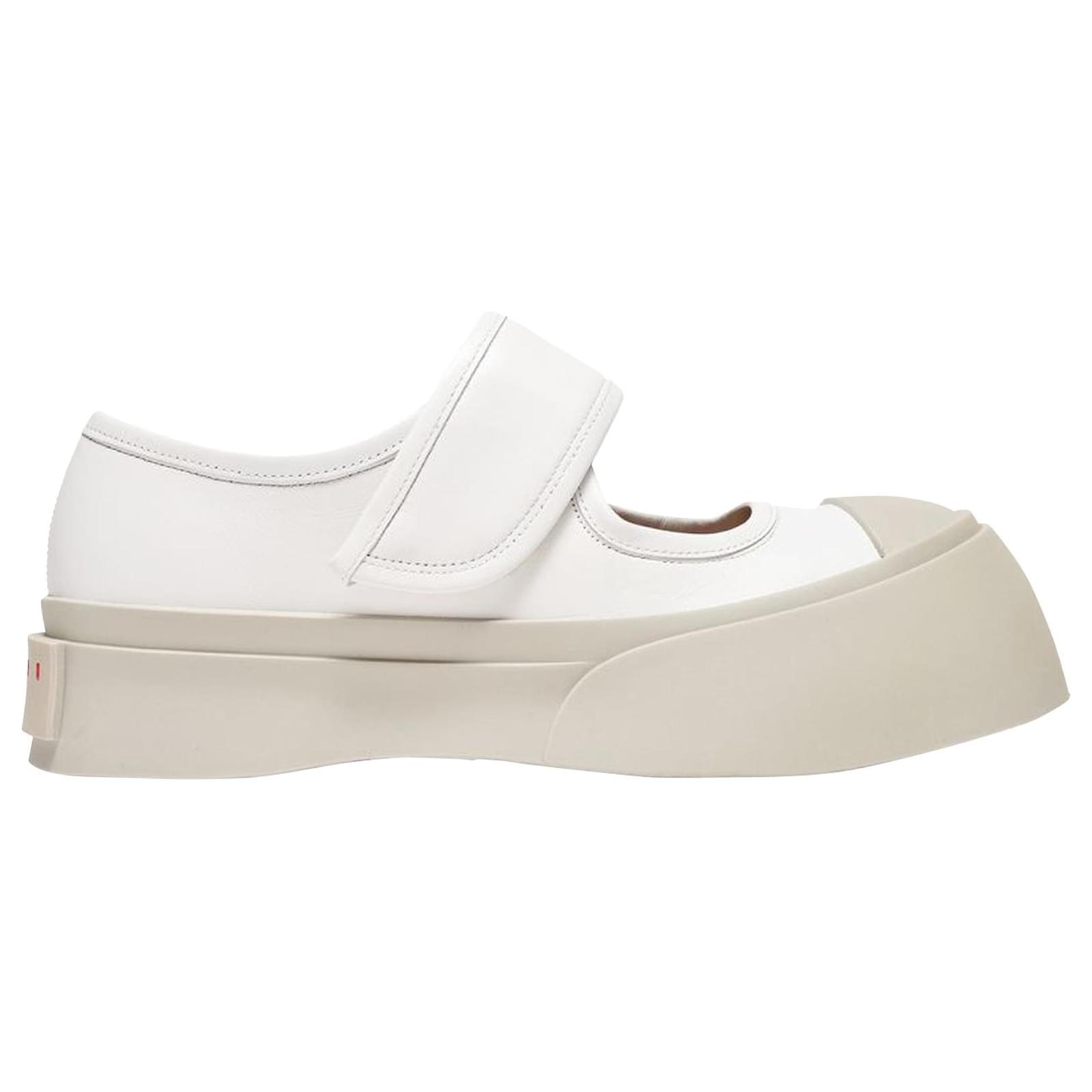 Marni Pablo Mary Janes in White Leather Pony-style calfskin ref.1018957 ...
