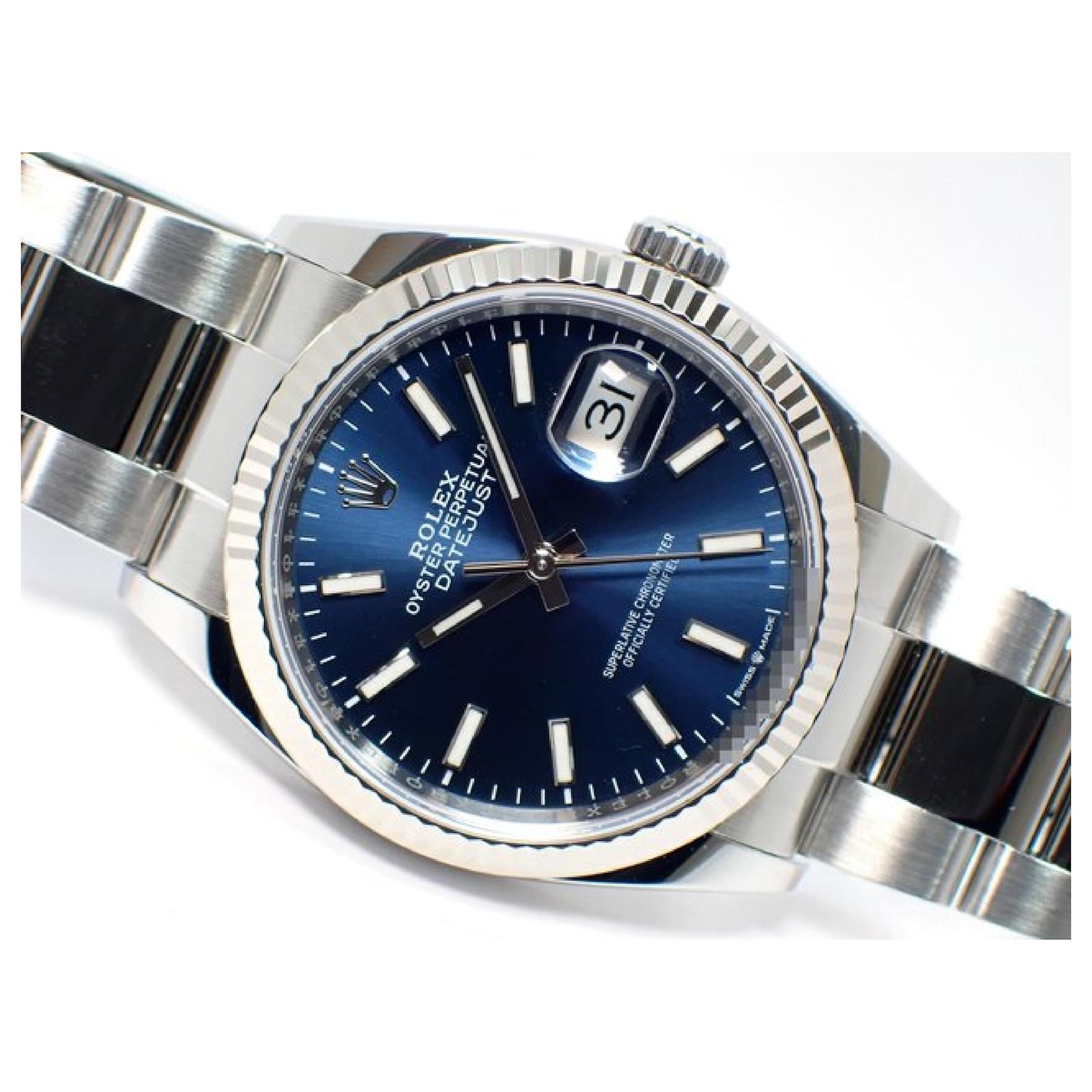 Rolex Datejust 36 Blue Index Dial WG bezel Oyster Bracelet 126234 Mens ...