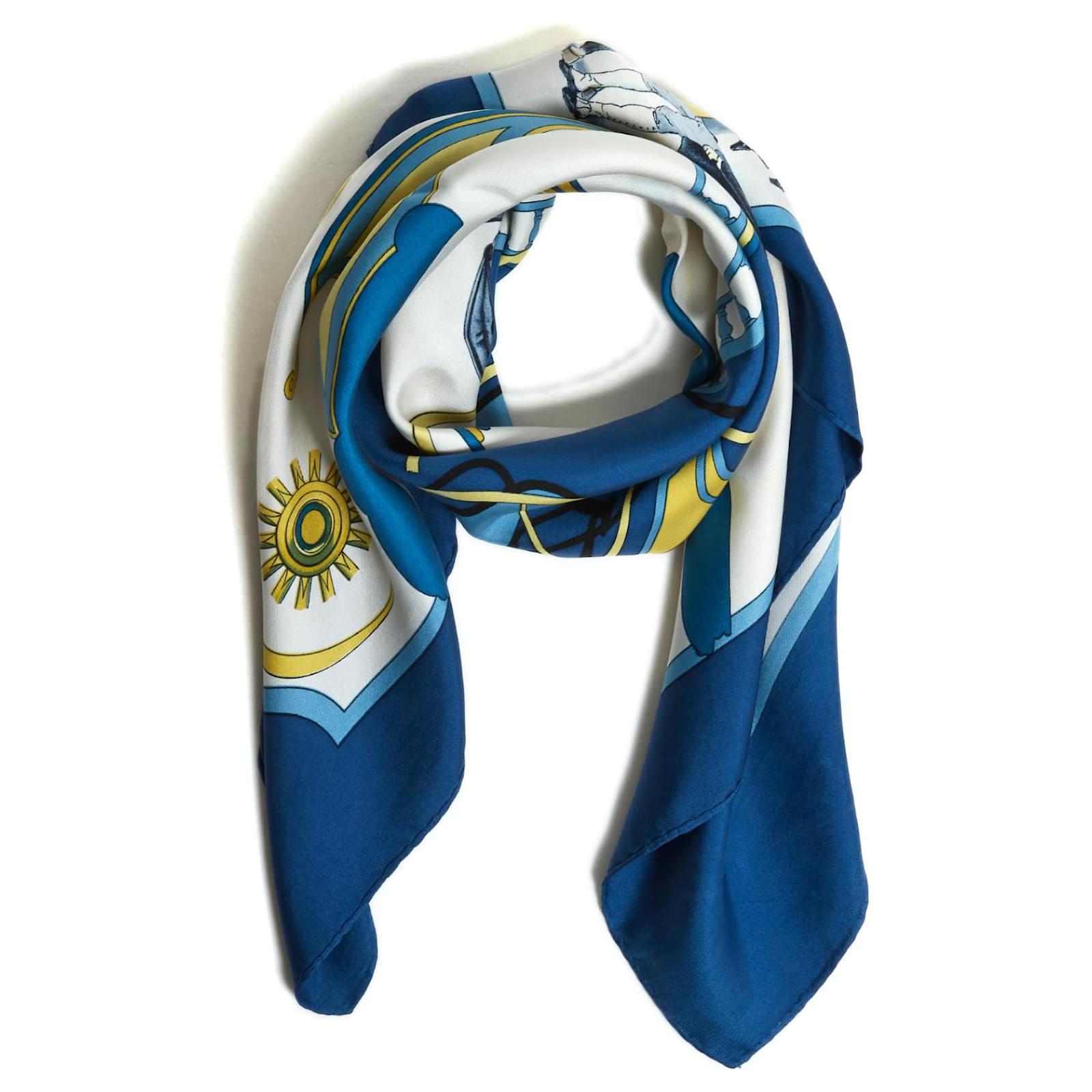 Hermès Carré 90 Bodybuilder Blue 1975 Silk ref.1021234 - Joli Closet