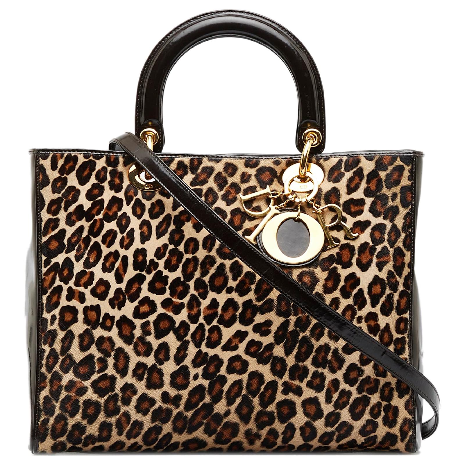 Dior Brown Large Leopard Print Pony Hair Lady Dior ref.1021643 - Joli ...