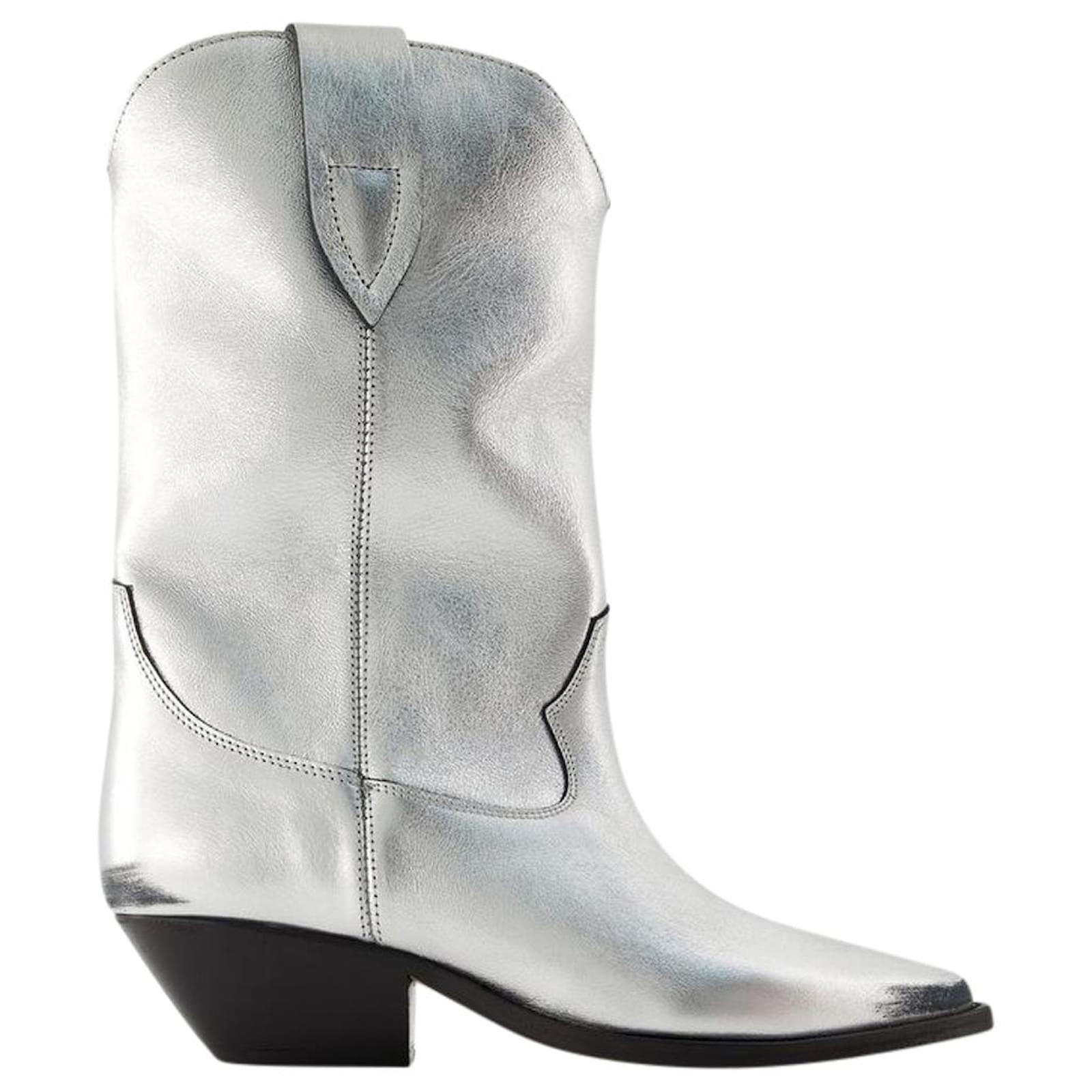 Duerto Boots - Isabel Marant - Leather - Silver Metallic ref.1023265 ...