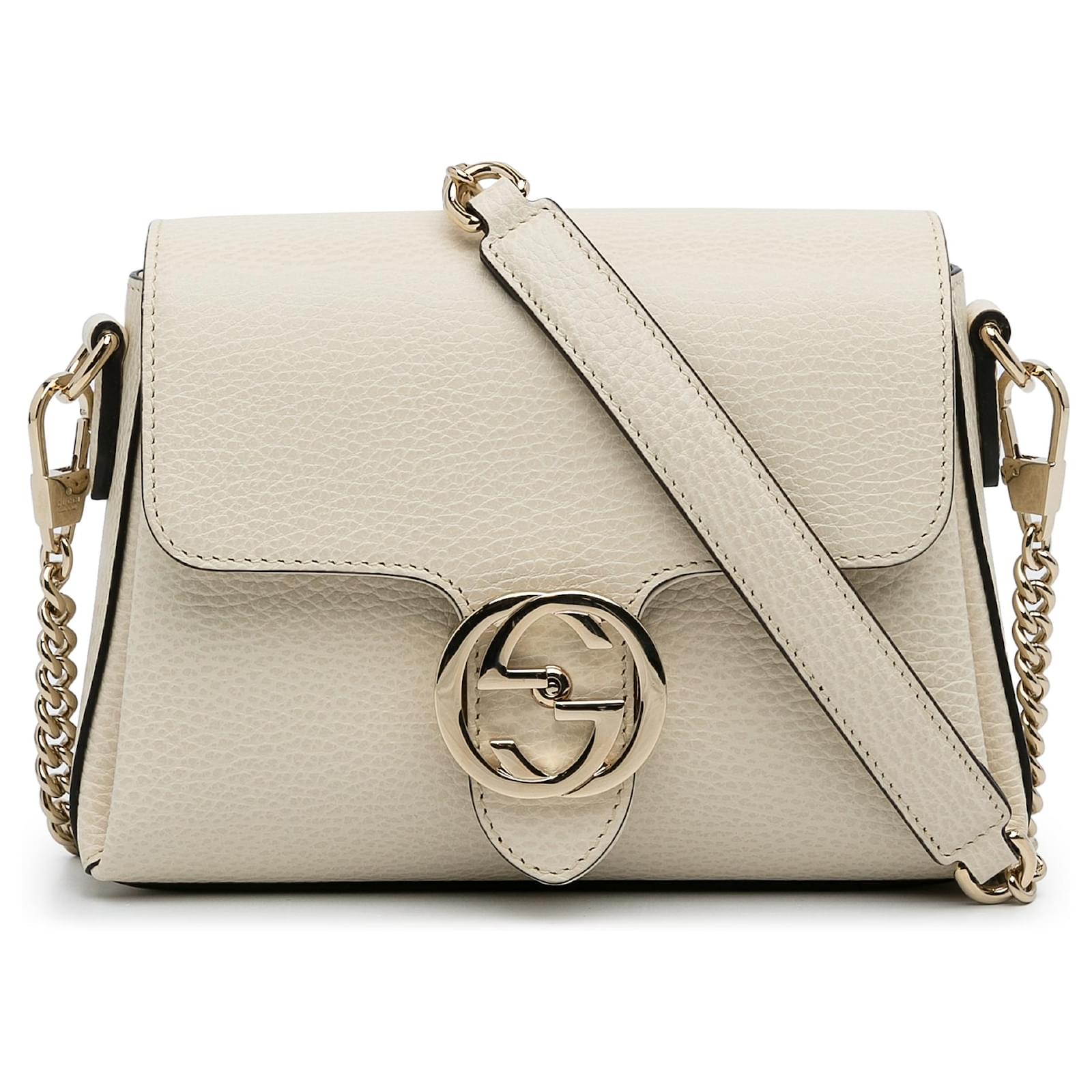Gucci White Small Dollar Interlocking G Leather Pony-style calfskin ref ...