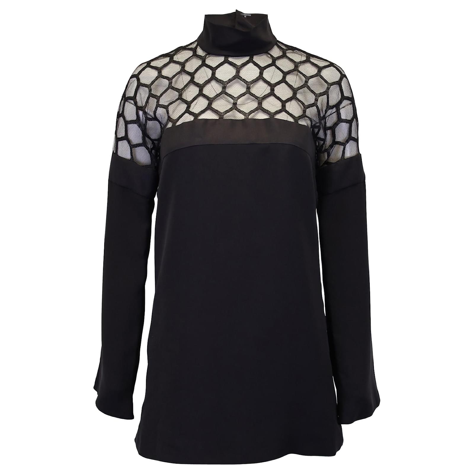 Gucci Honeycomb Mesh Panelled Top in Black Silk ref.1025277 - Joli Closet