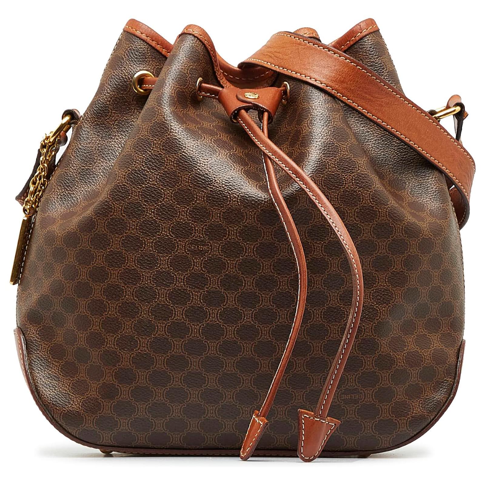 Céline Celine Brown Macadam Bucket Bag Cloth Cloth ref.1025556 - Joli ...