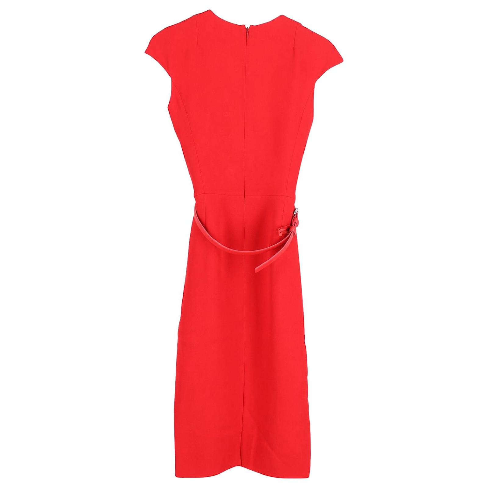 Robe midi Dior avec ceinture en soie rouge ref.1025677 - Joli Closet