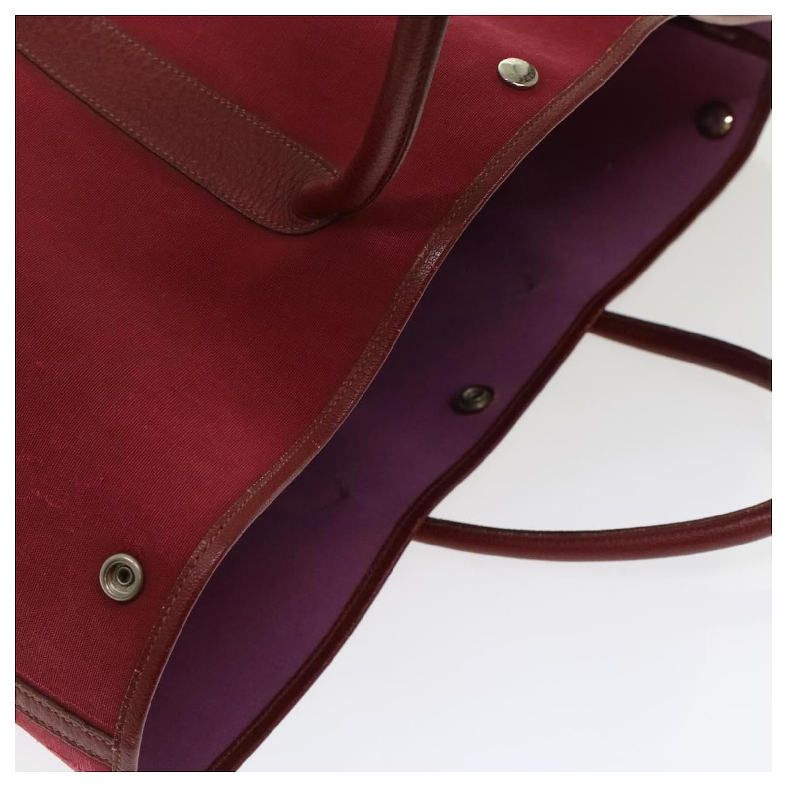 Hermès HERMES Garden Party GM Hand Bag Canvas Red Auth bs6946 Cloth ref ...