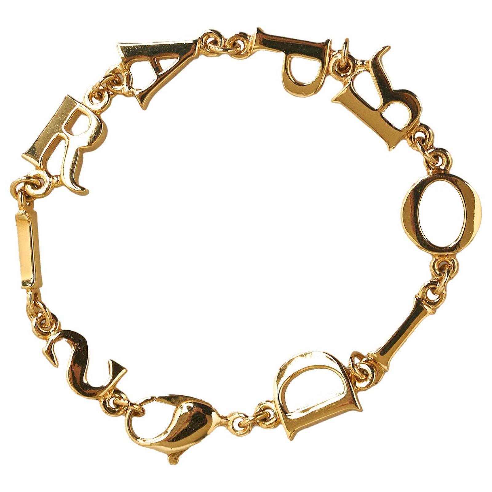 Dior Gold Logo Charm Bracelet Golden Metal Gold-plated ref.1026623 ...