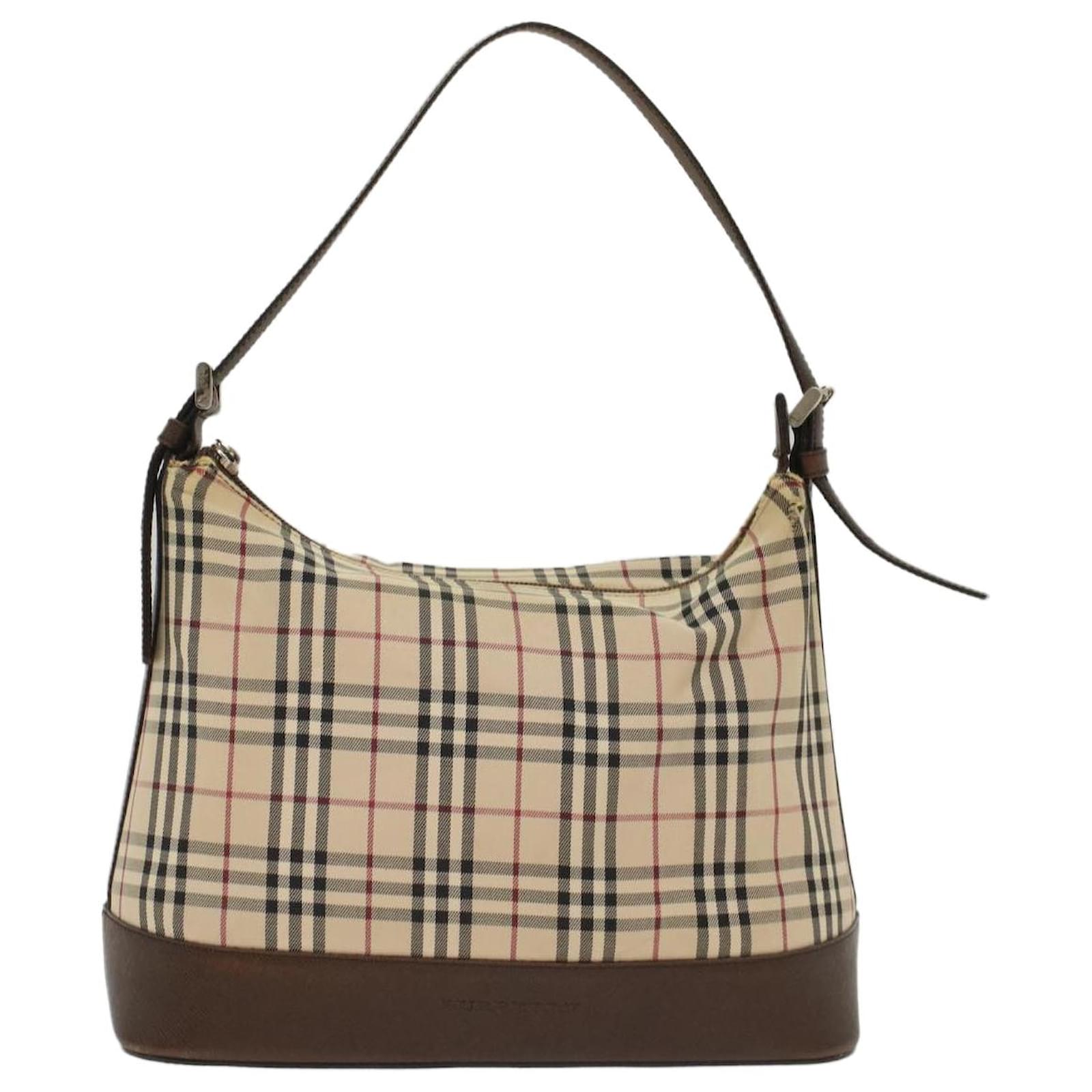 BURBERRY Nova Check Sac à Bandoulière Nylon Cuir Beige Authentique ...