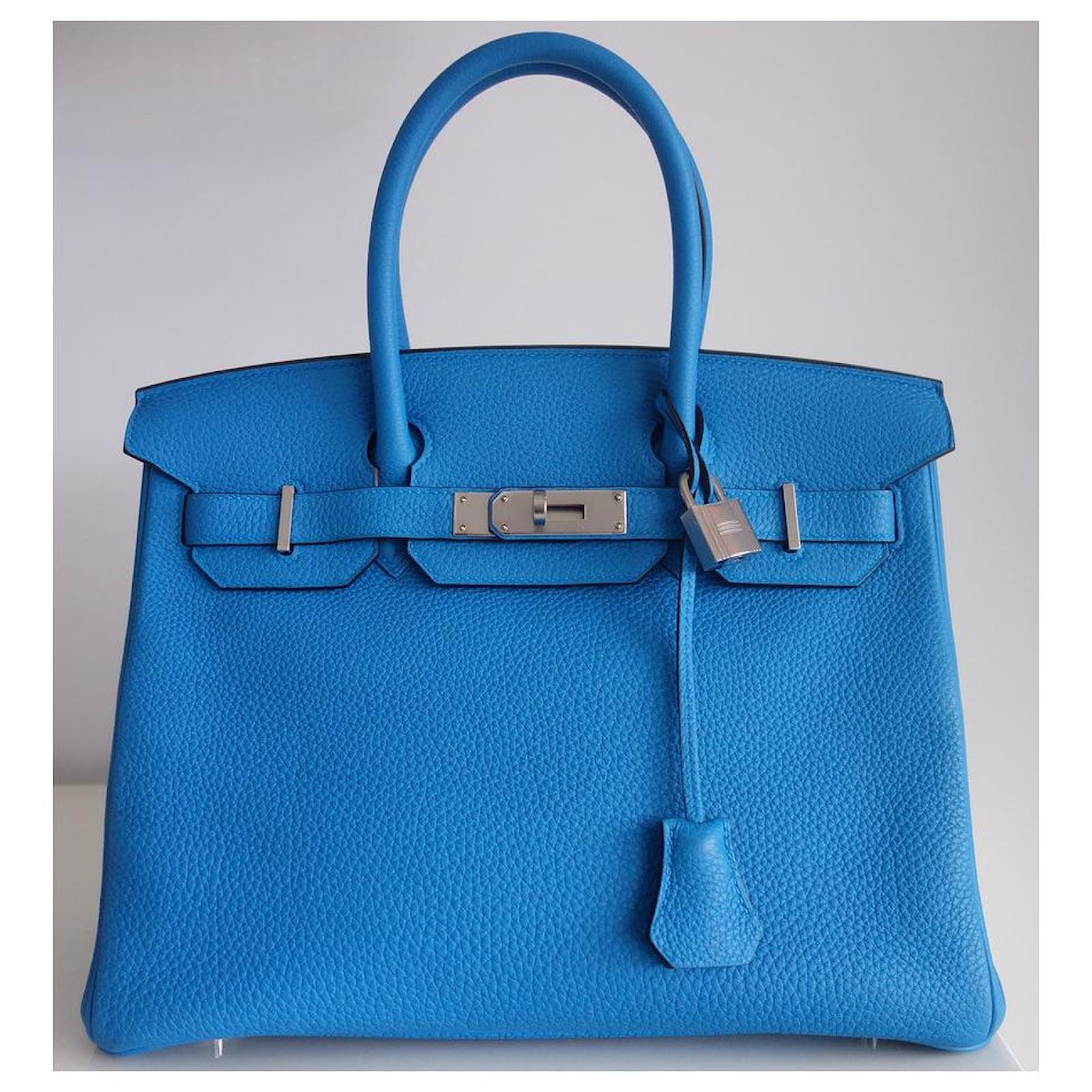 Hermès HERMES BIRKIN BAG 30 hydra blue Leather ref.1027500 - Joli Closet