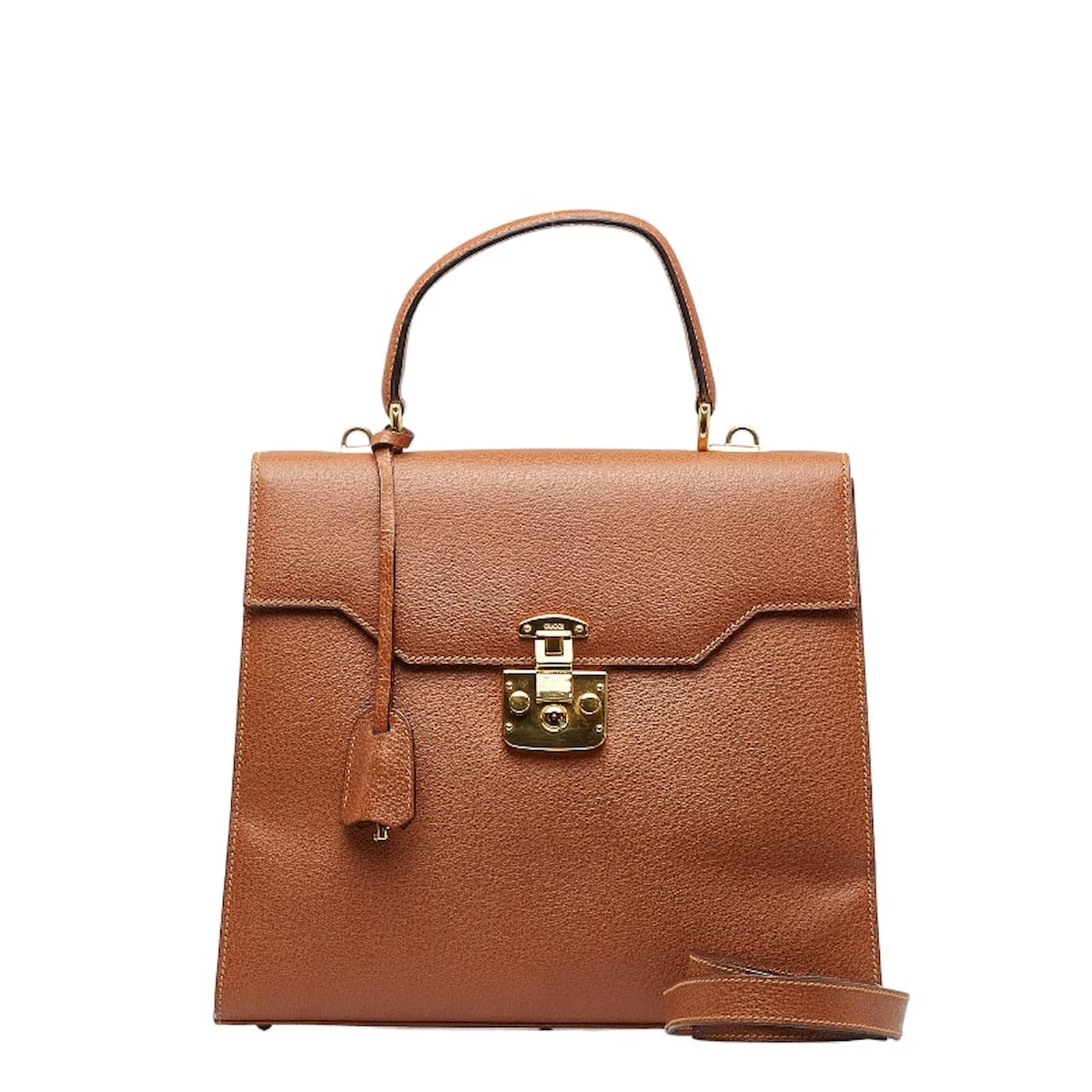 Gucci Lady Lock Leather Handbag 001 2110 Brown Pony-style calfskin ref ...