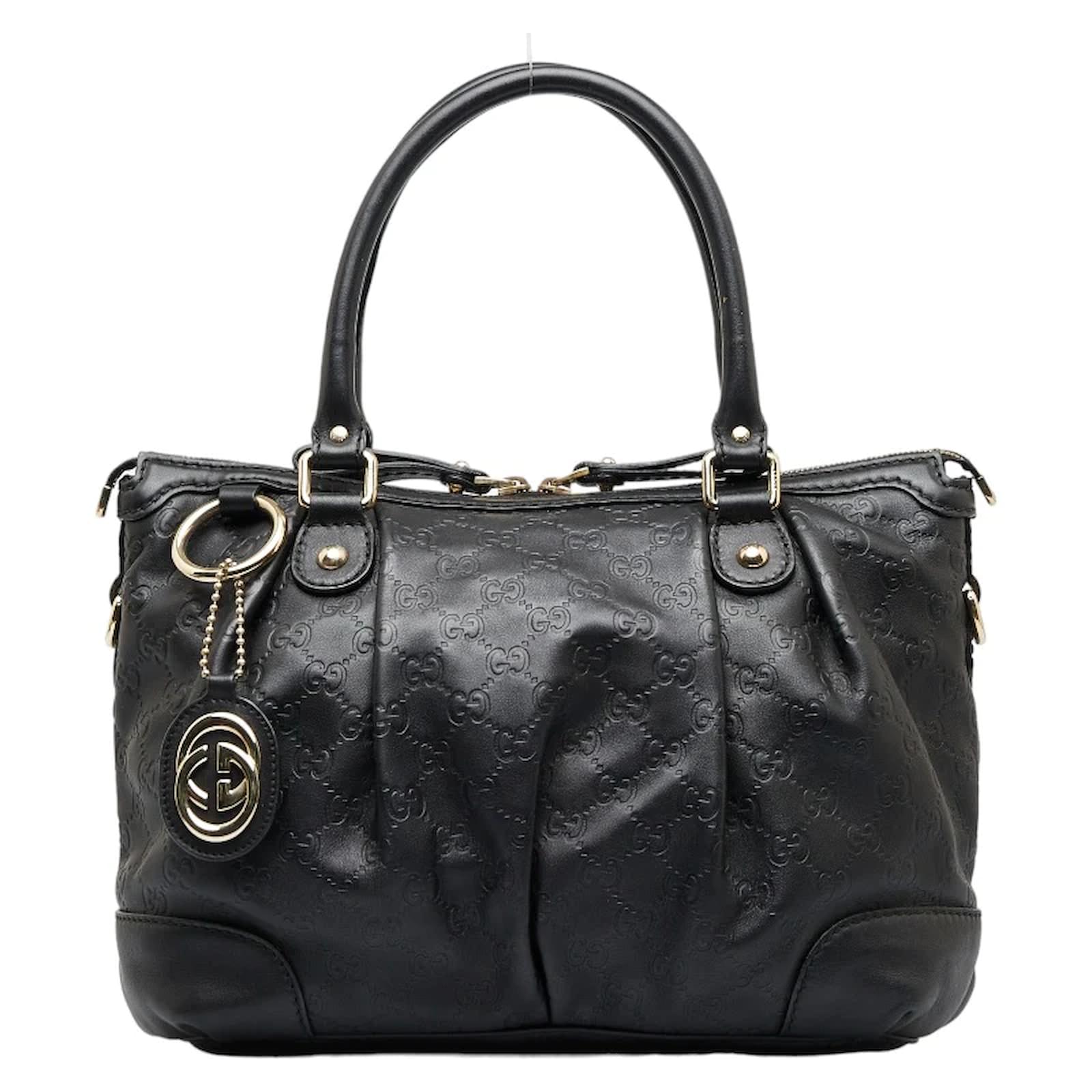 Gucci GG Signature Sukey Handbag 247902 Black Leather Pony-style ...