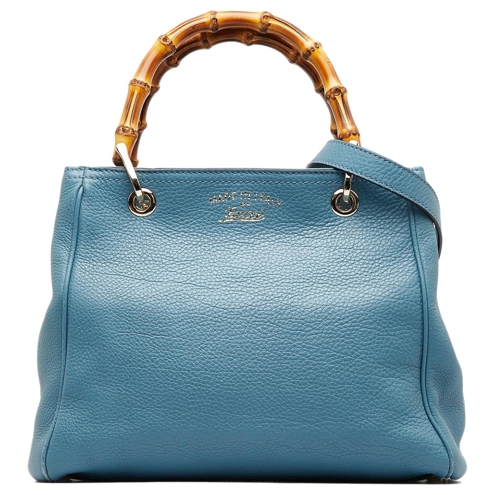 Gucci Blue Small Bamboo Shopper Leather Pony-style calfskin ref.1031090 ...