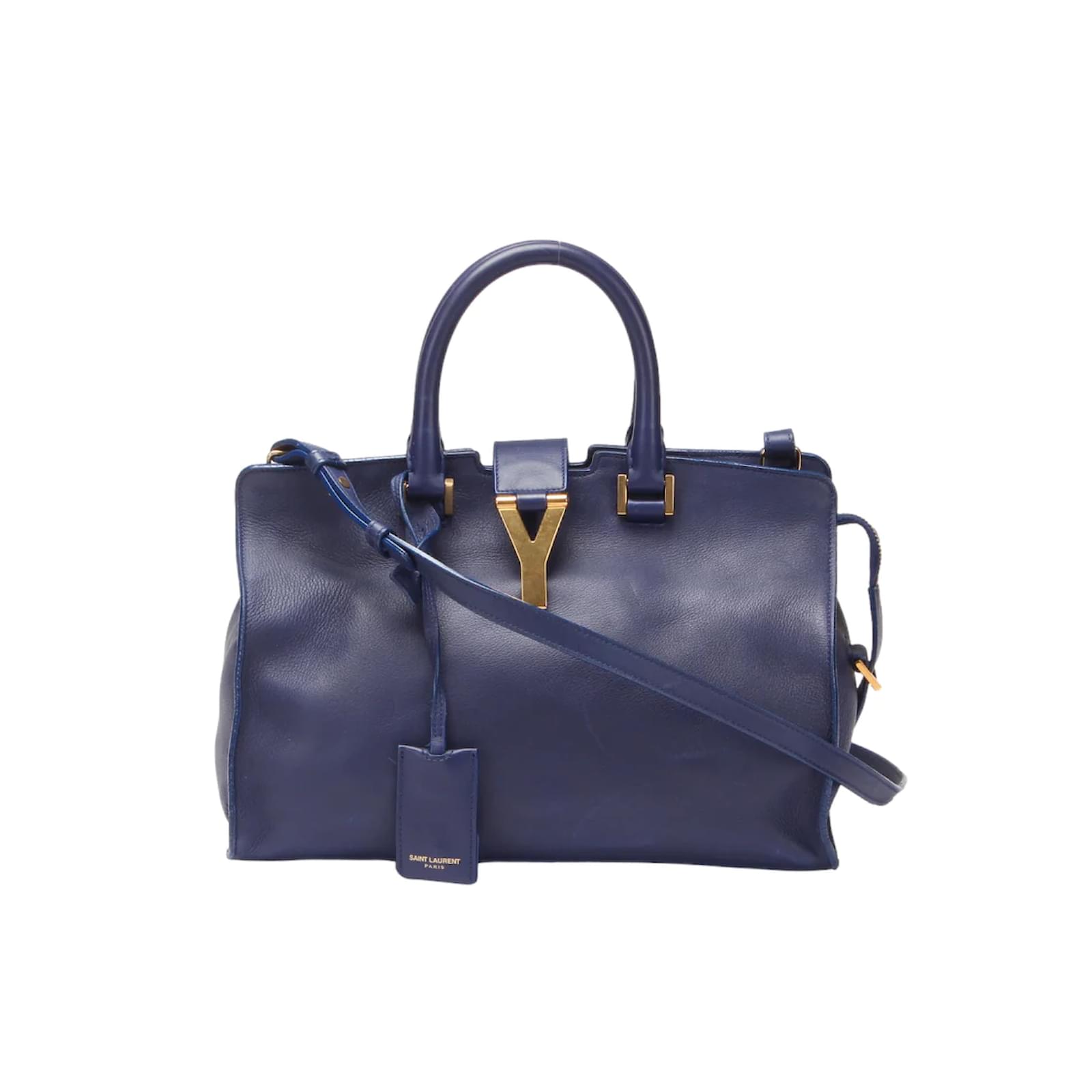 Yves Saint Laurent Cabas Chyc Leather Satchel Blue Pony-style calfskin ...