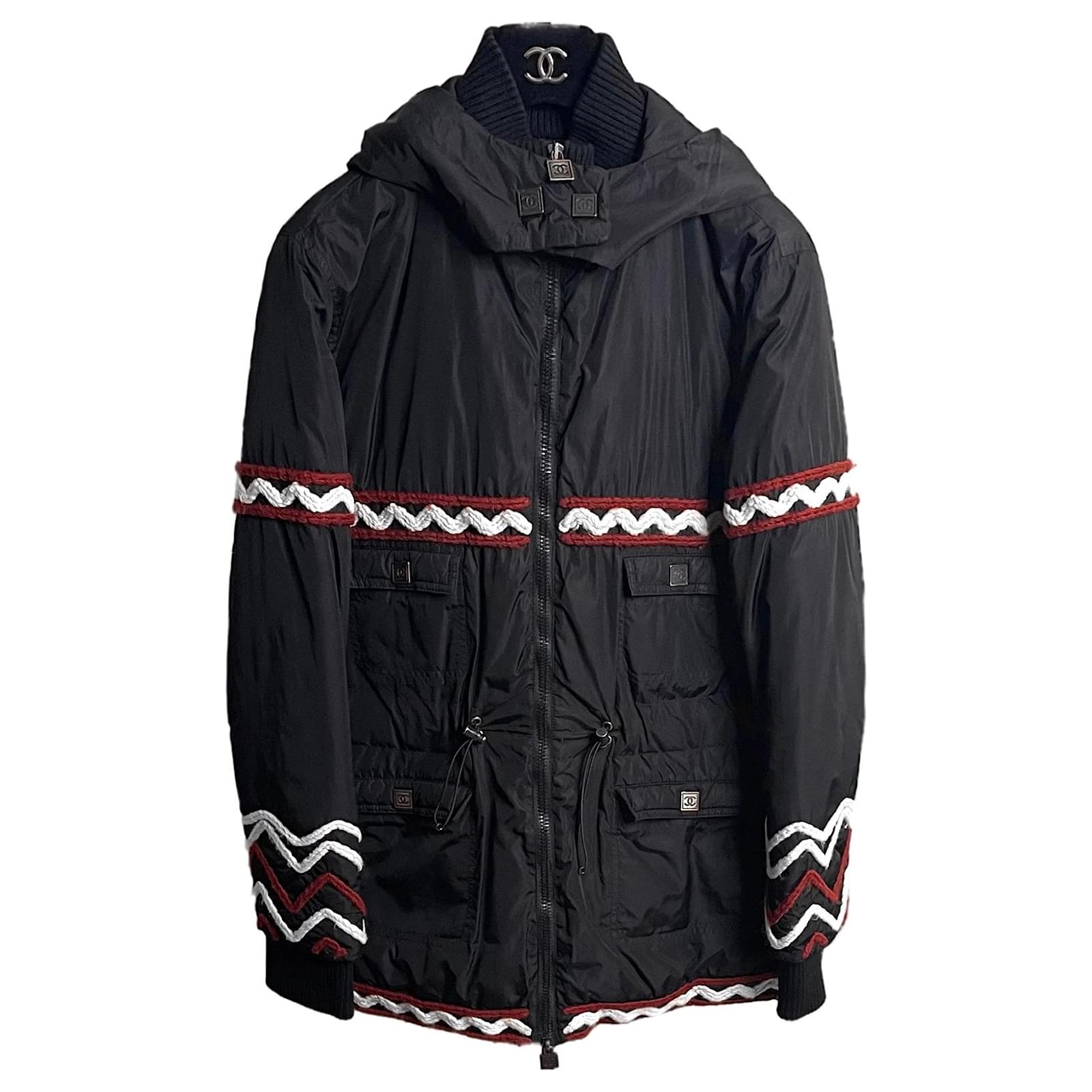 Chanel Down Puffer Parka Snow Jacket / Coat Black Polyester ref.1032885 ...
