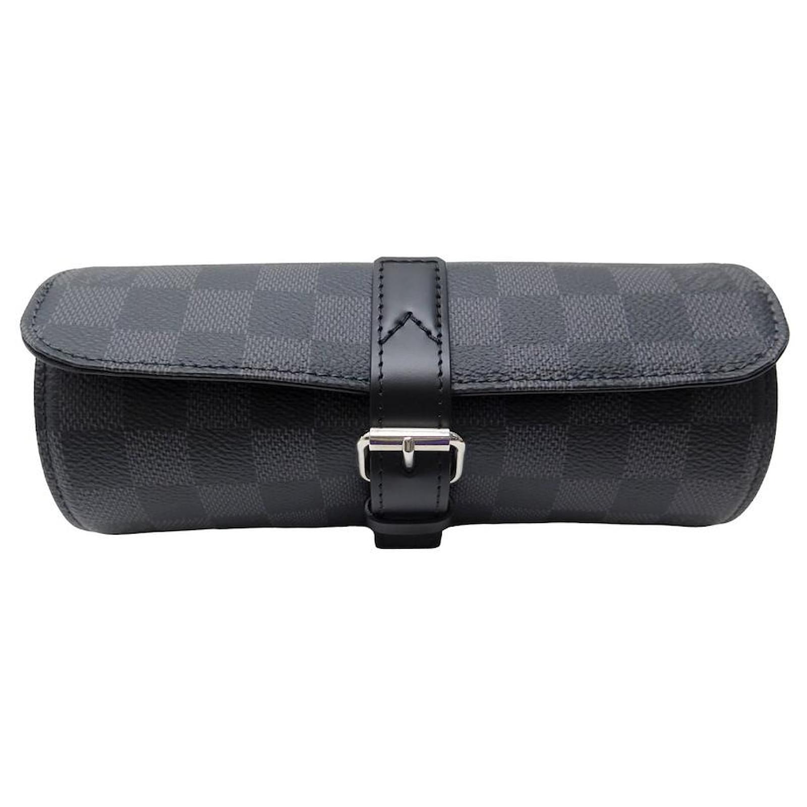 NEW MARMOTTE LOUIS VUITTON CASE 3 WATCH CASE DAMIER GRAPHITE CANVAS ...
