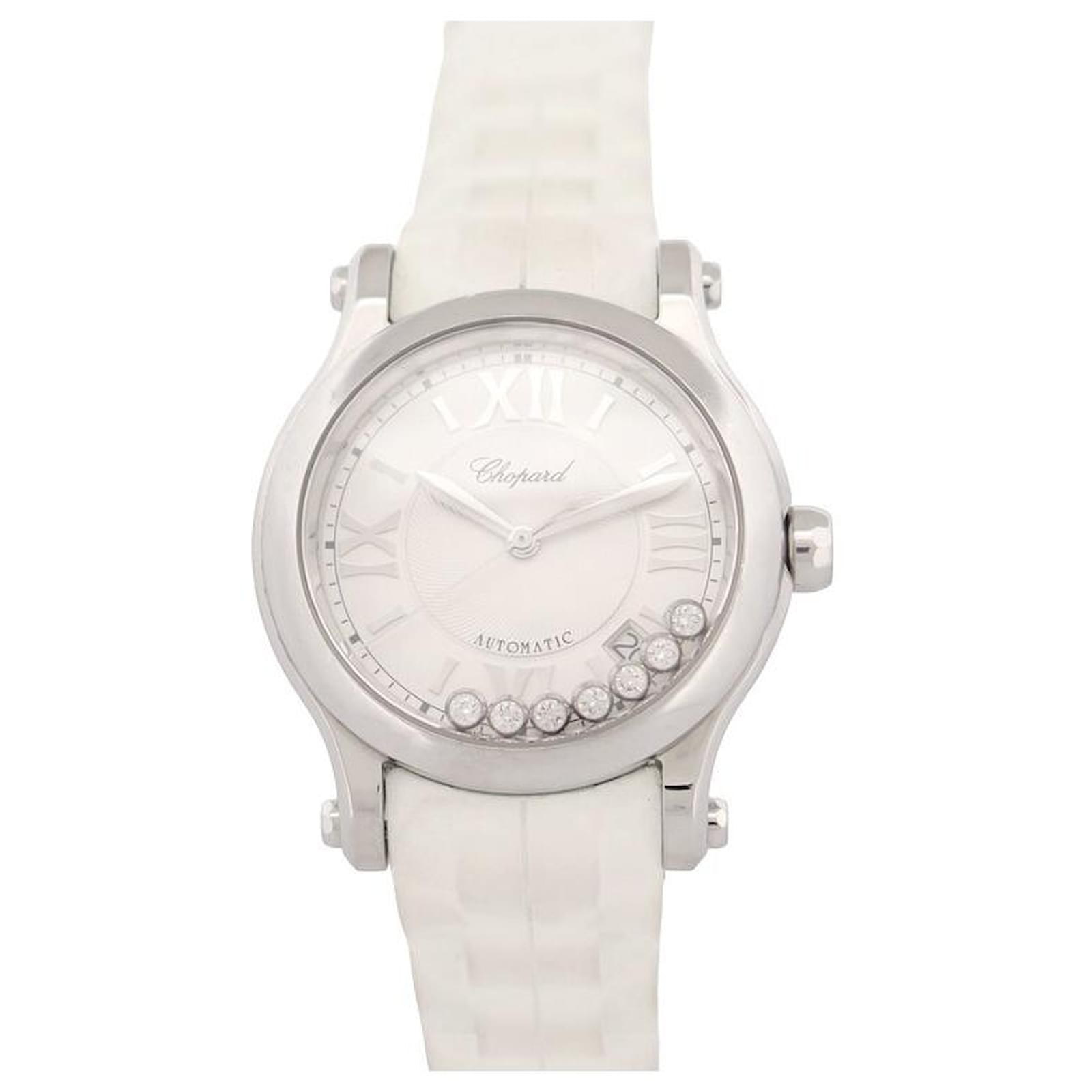 CHOPARD HAPPY SPORT WATCH 8559 36 mm automatic 7 STEEL DIAMONDS WATCH ...